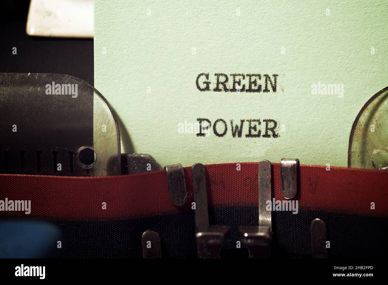 Green power text written with a typewriter Stock Photo - Alamy