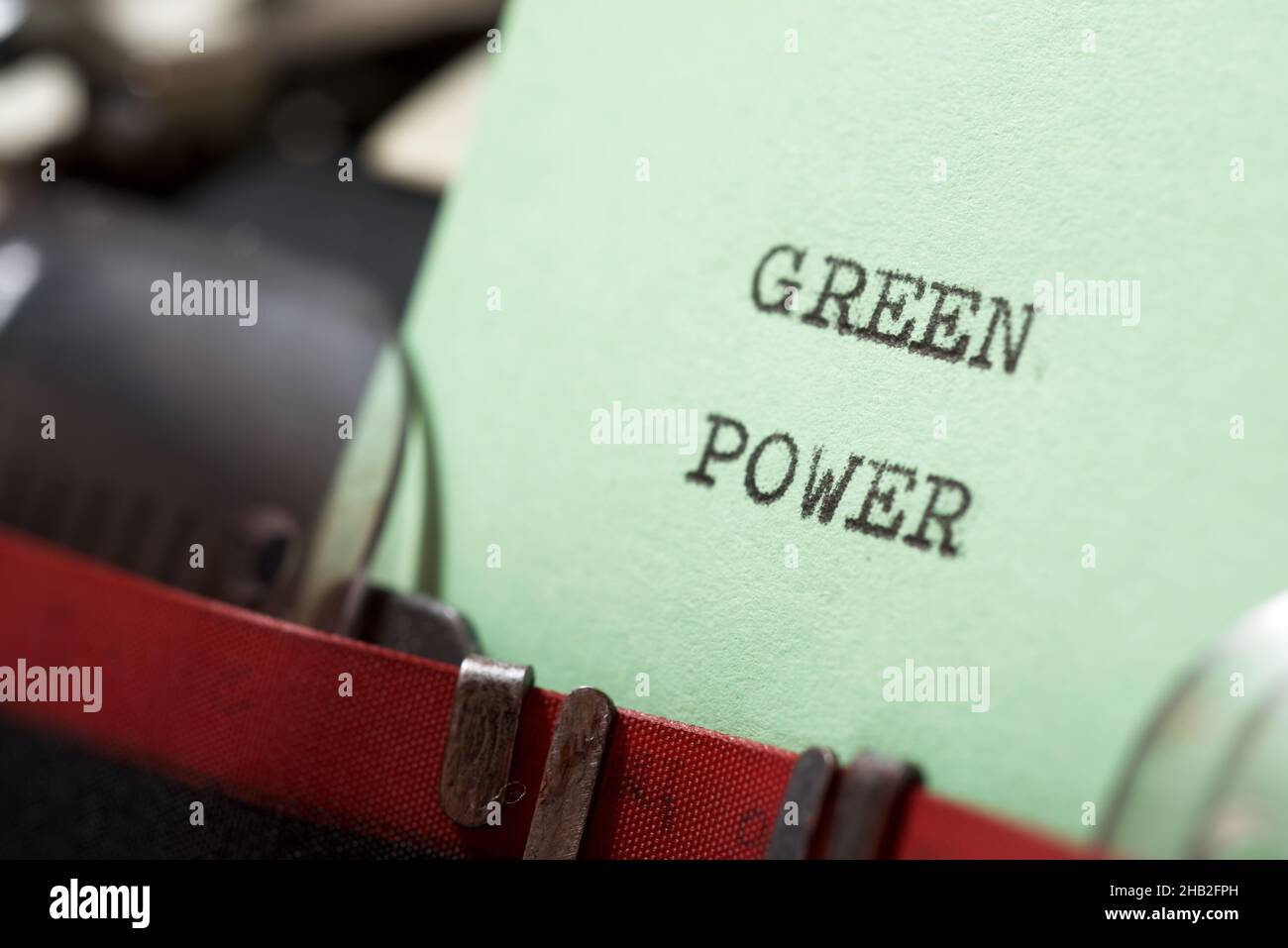 Green power text written with a typewriter Stock Photo - Alamy