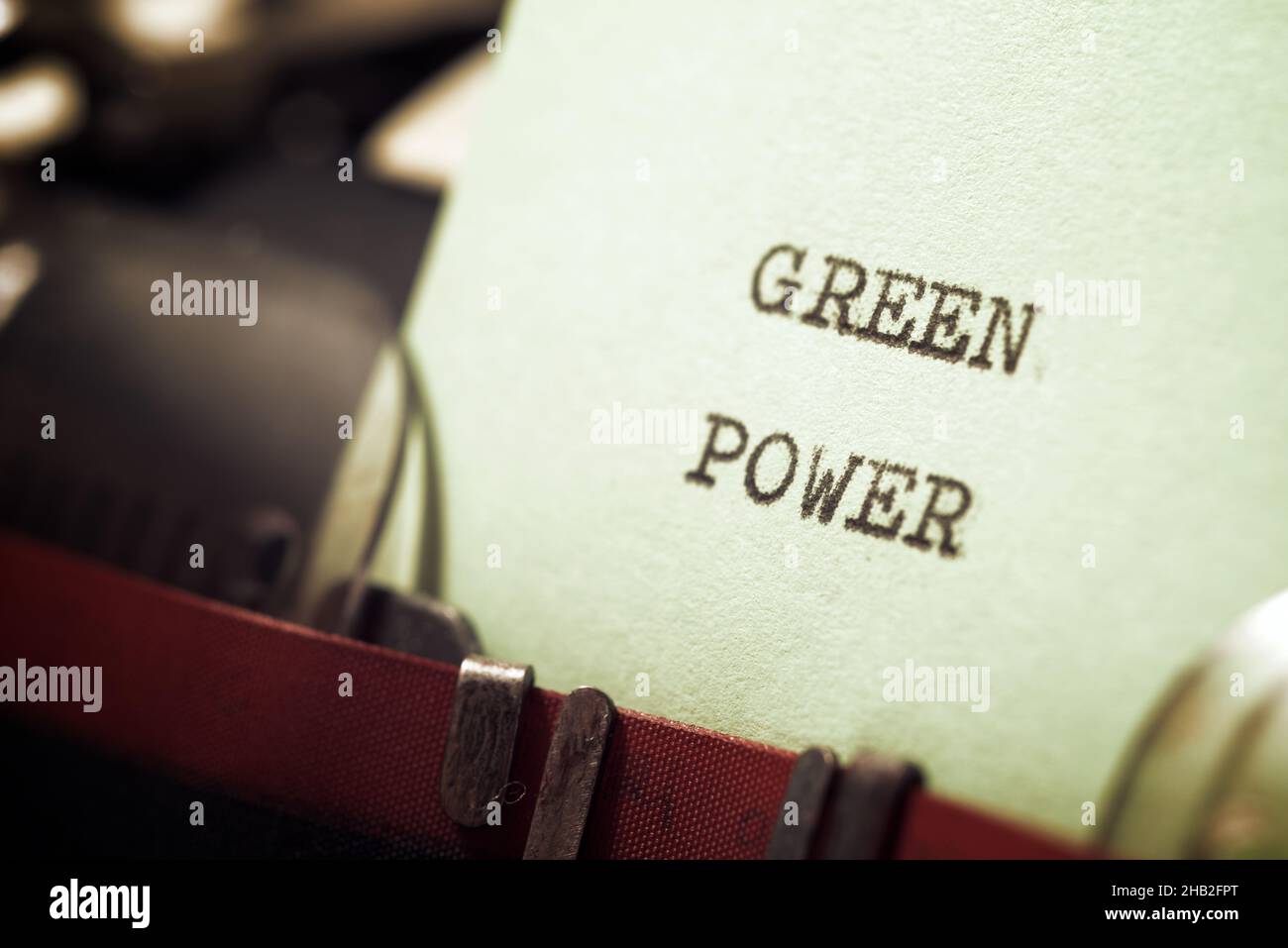 Green power text written with a typewriter Stock Photo - Alamy