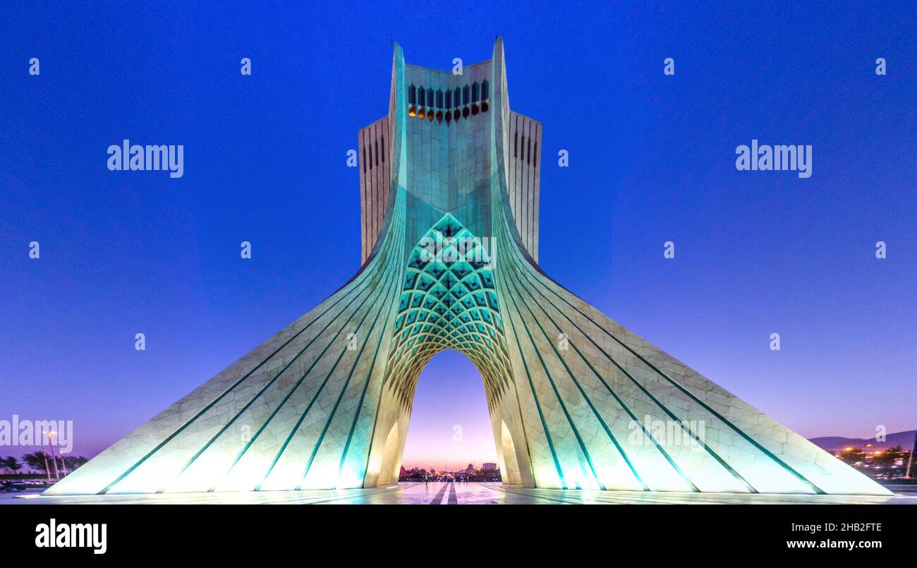 TEHRAN, IRAN - APRIL 2, 2018: Evening view of Azadi Tower Freedom Tower ...