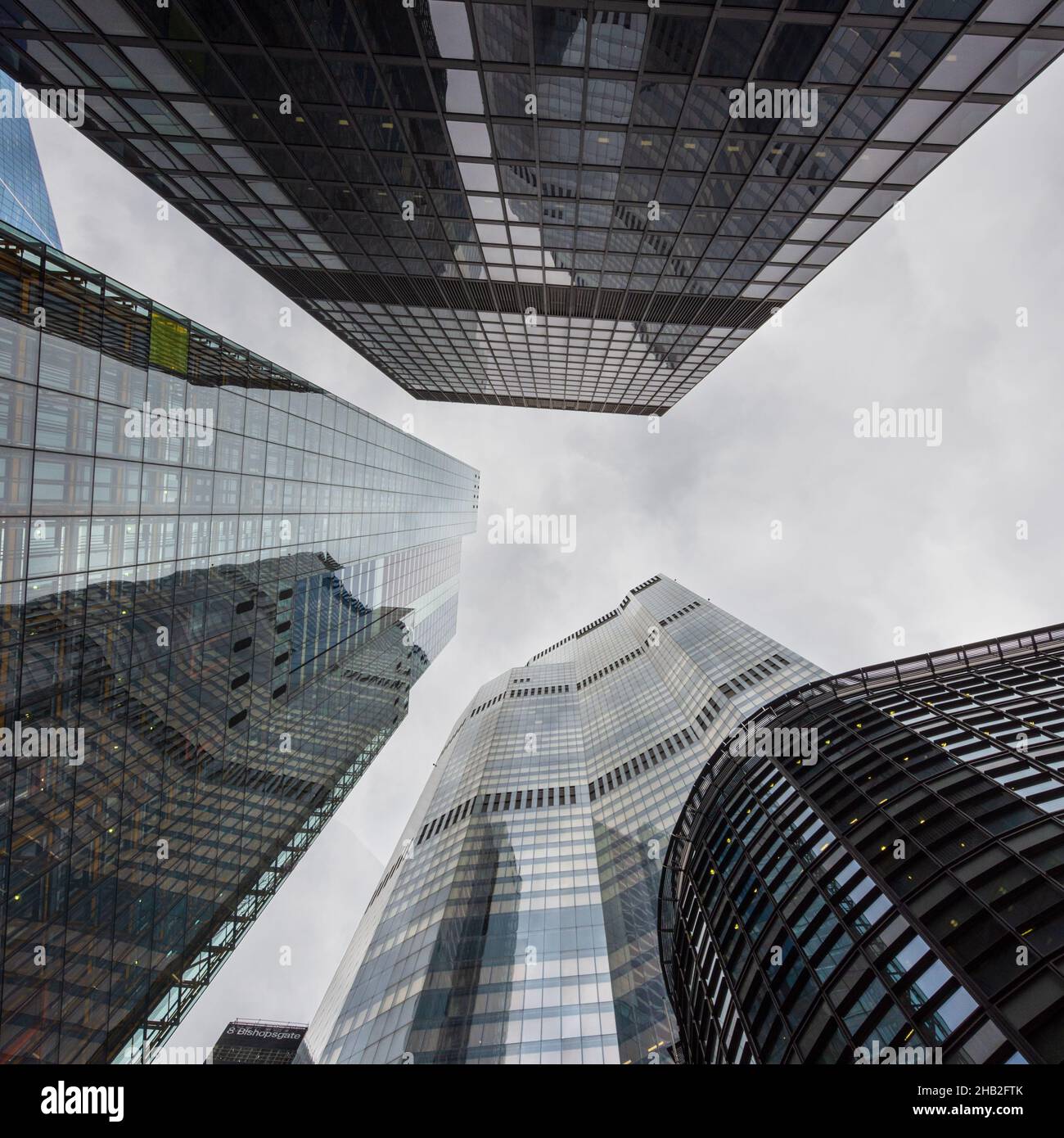 view looking up from Undershaft between St Helens (skyscraper), Twenty ...