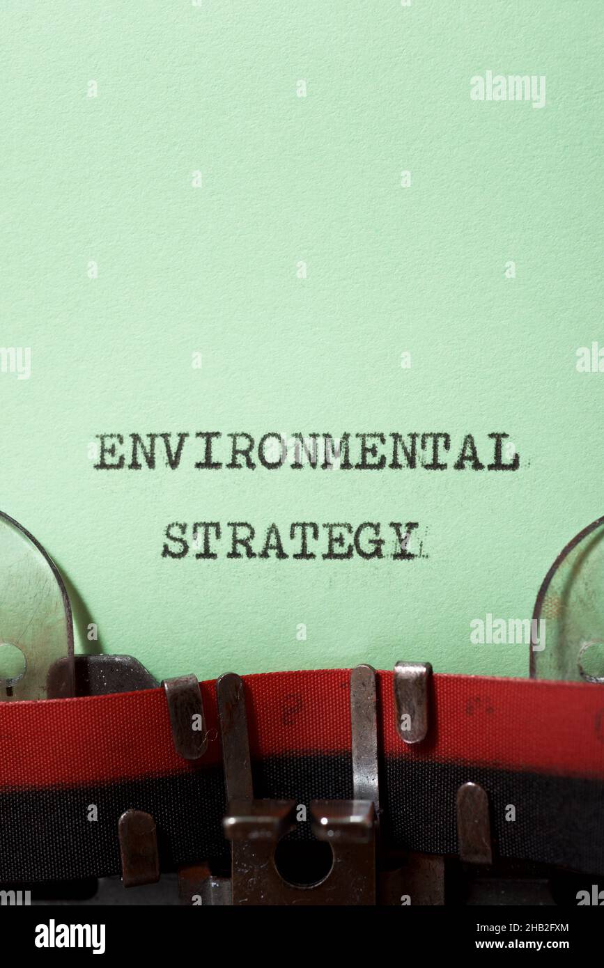 Environmental strategy text written with a typewriter Stock Photo - Alamy