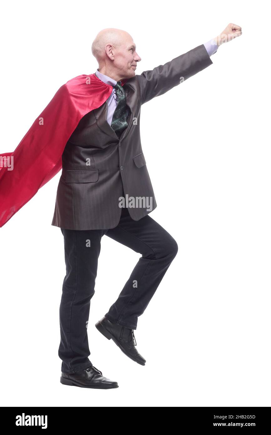 business man in a superhero raincoat. isolated on a white Stock Photo ...
