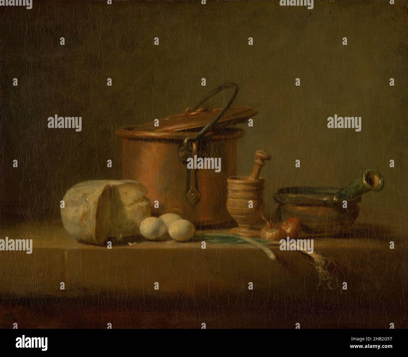 Still life with copper kettle, cheese and eggs, Jean-Baptiste-Siméon ...