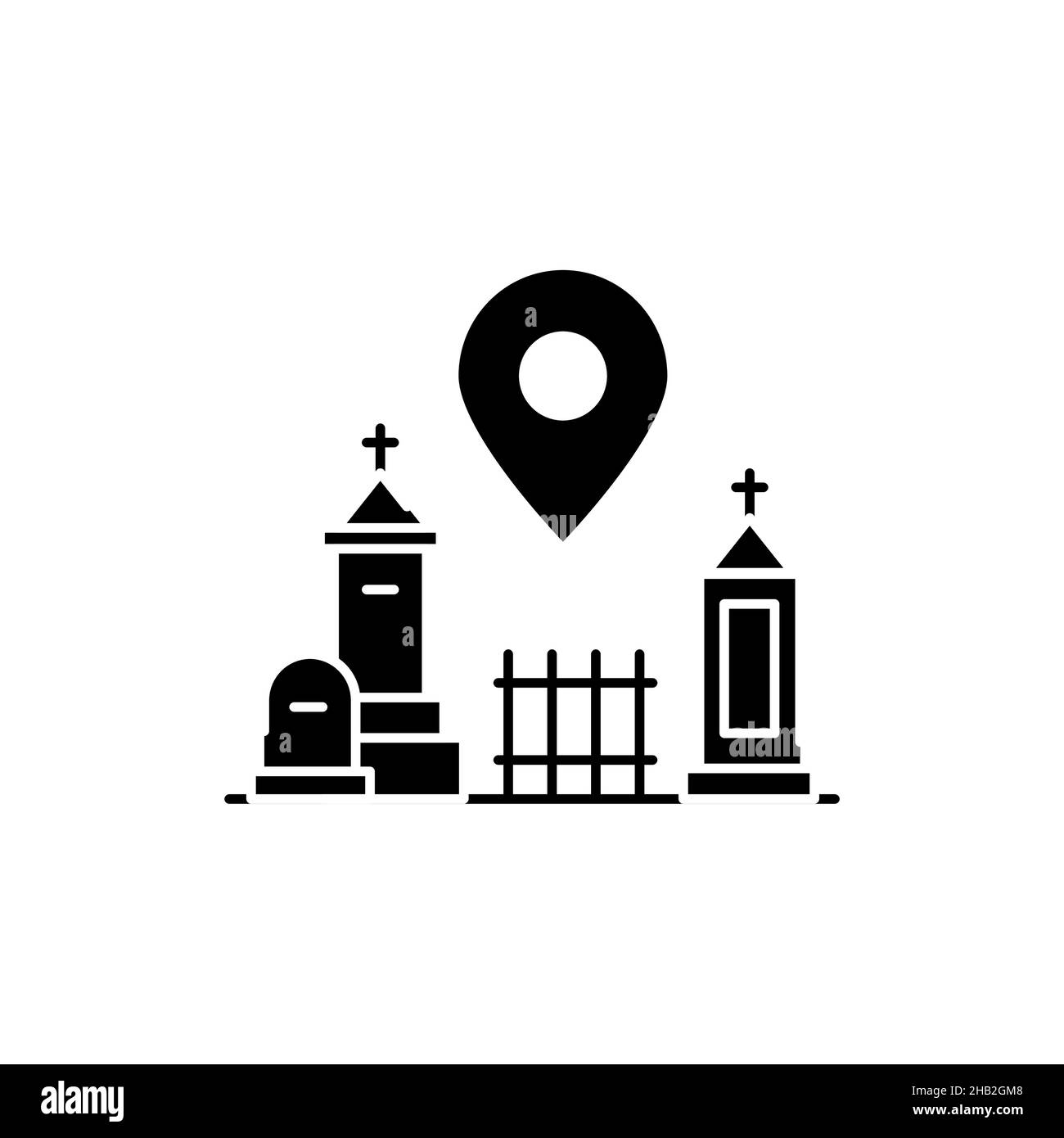 Cemetery location line color icon. Isolated vector element. Outline ...