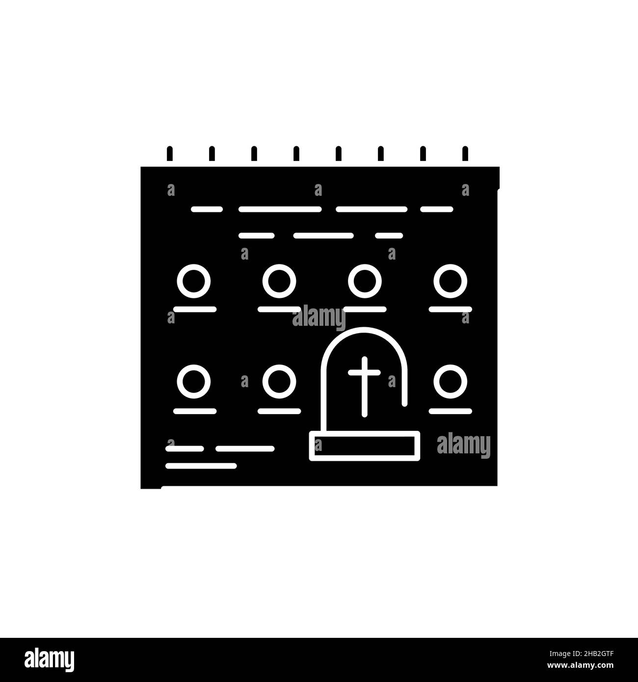 Funeral date line color icon. Isolated vector element. Outline ...