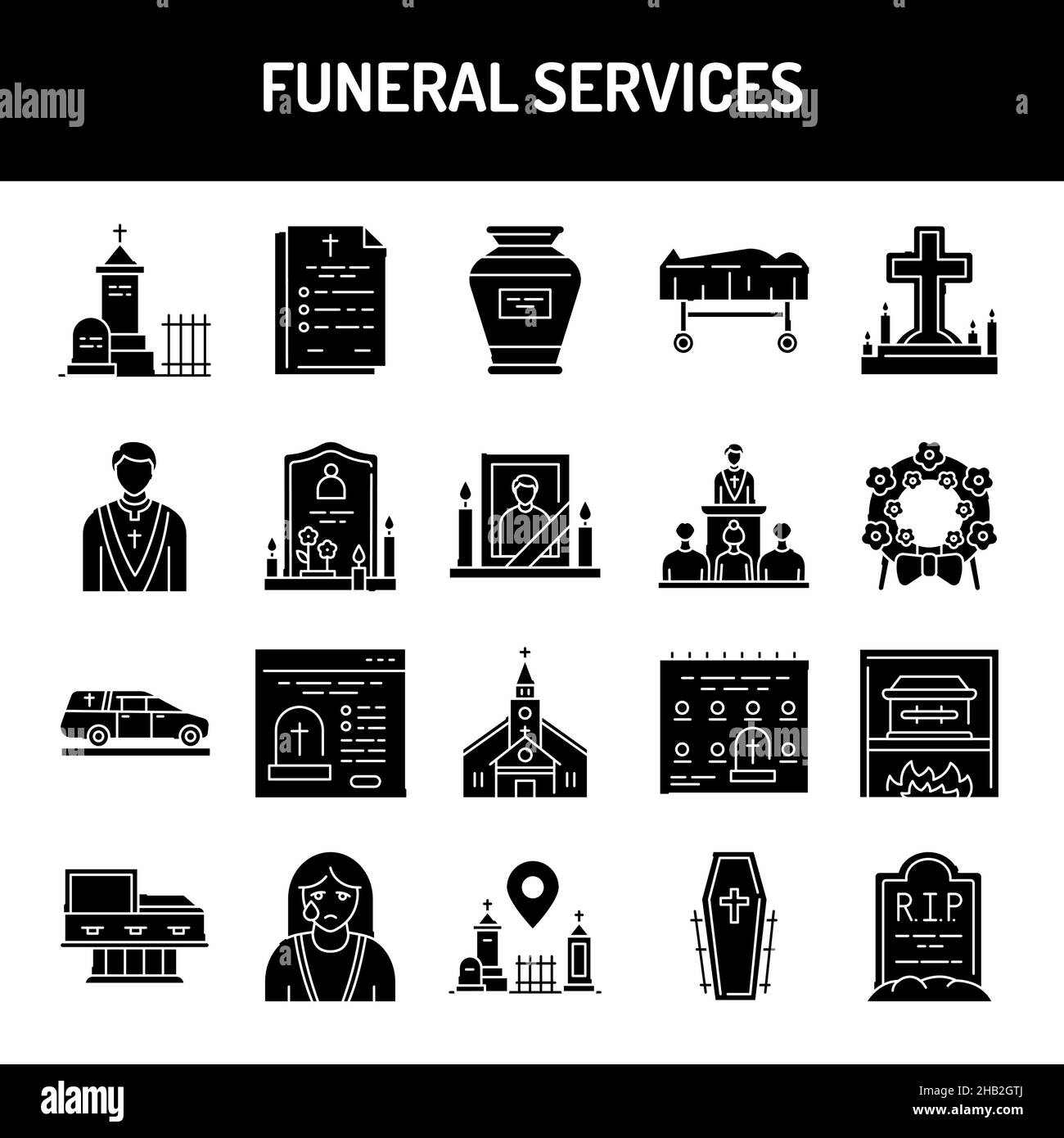 Funeral services line icons set. Isolated vector element Stock Vector ...