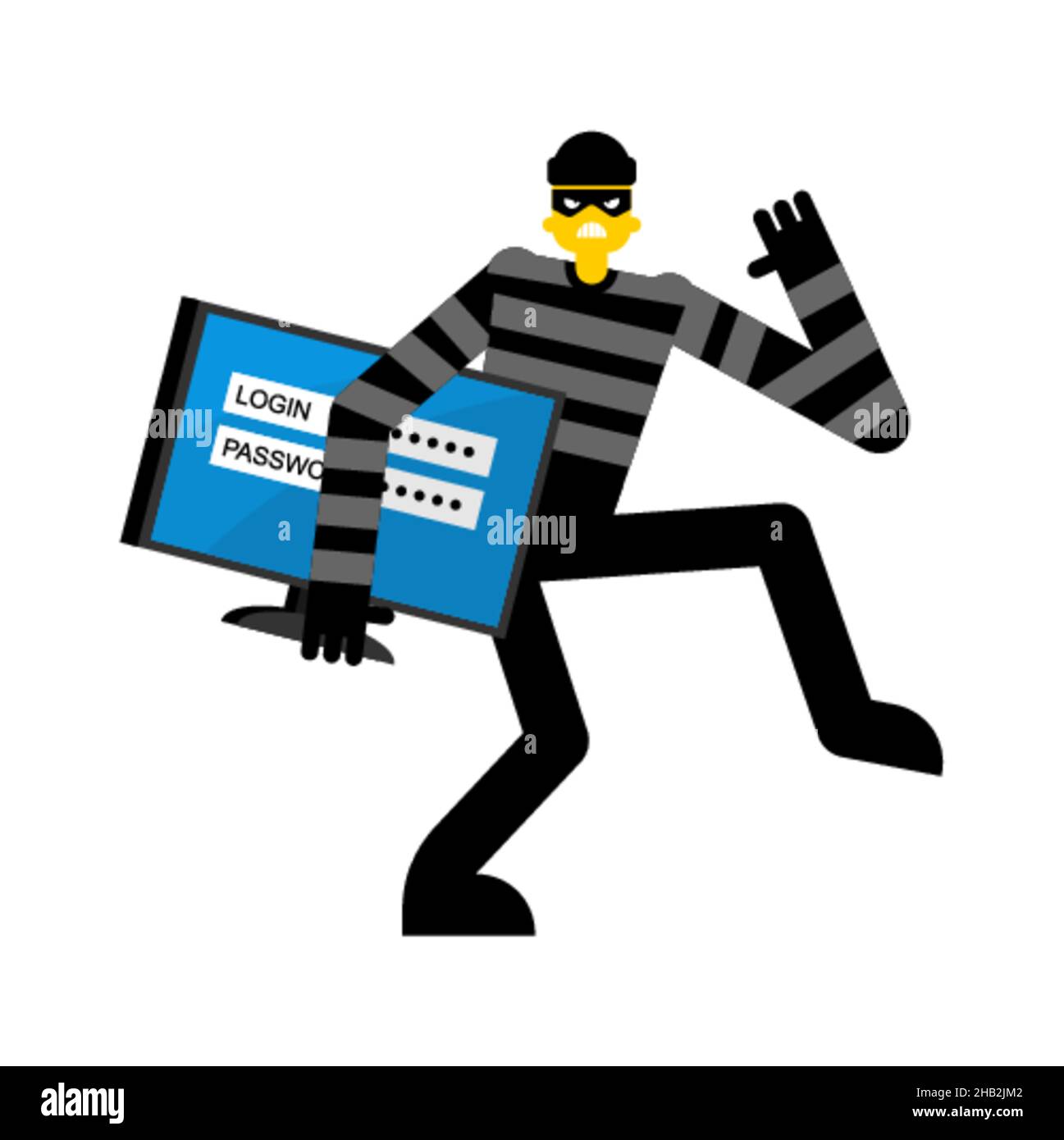 Thief stole login and password. burglar stole Information. robber ...