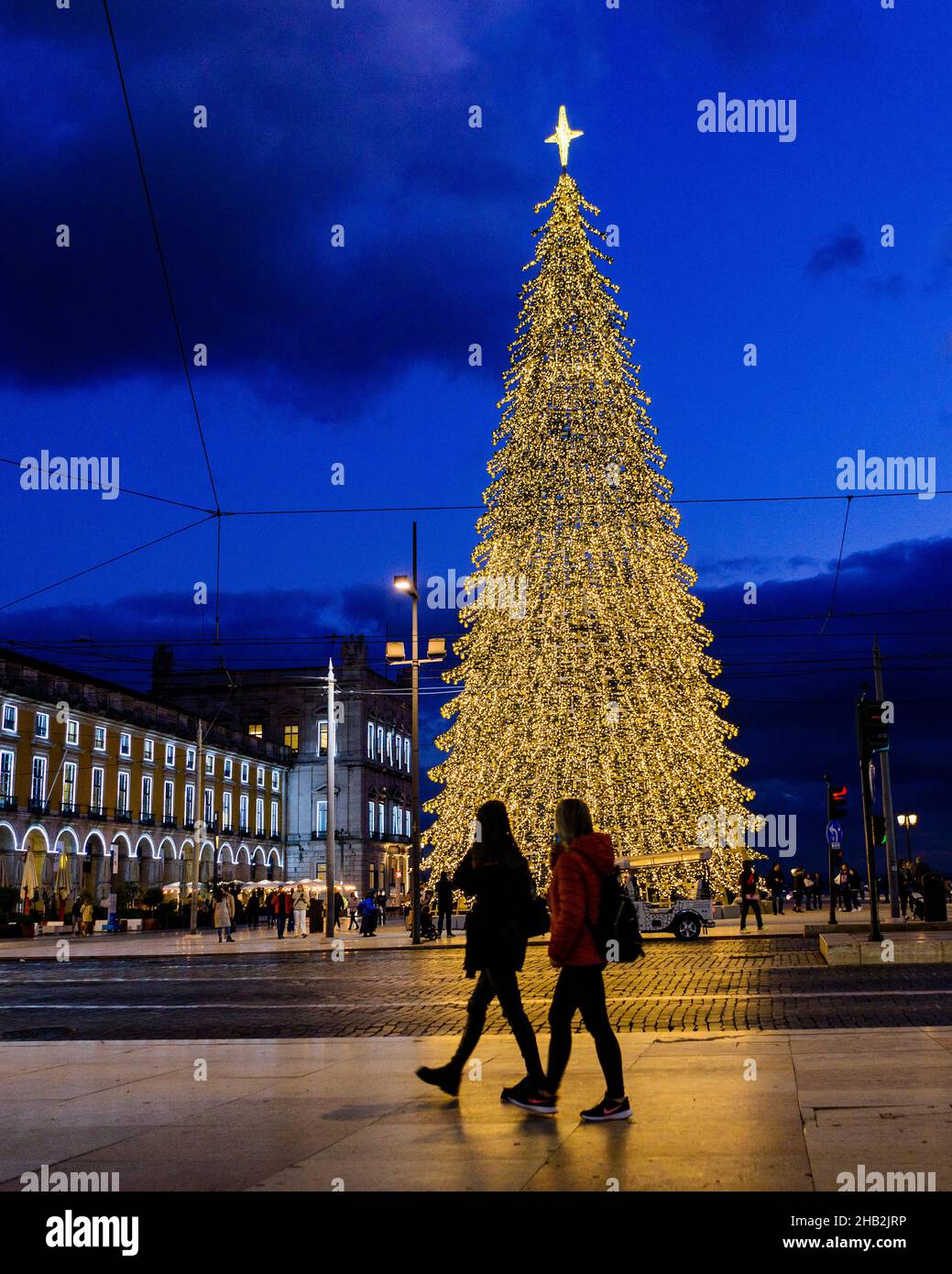 Christmas lights in Lisbon Stock Photo - Alamy