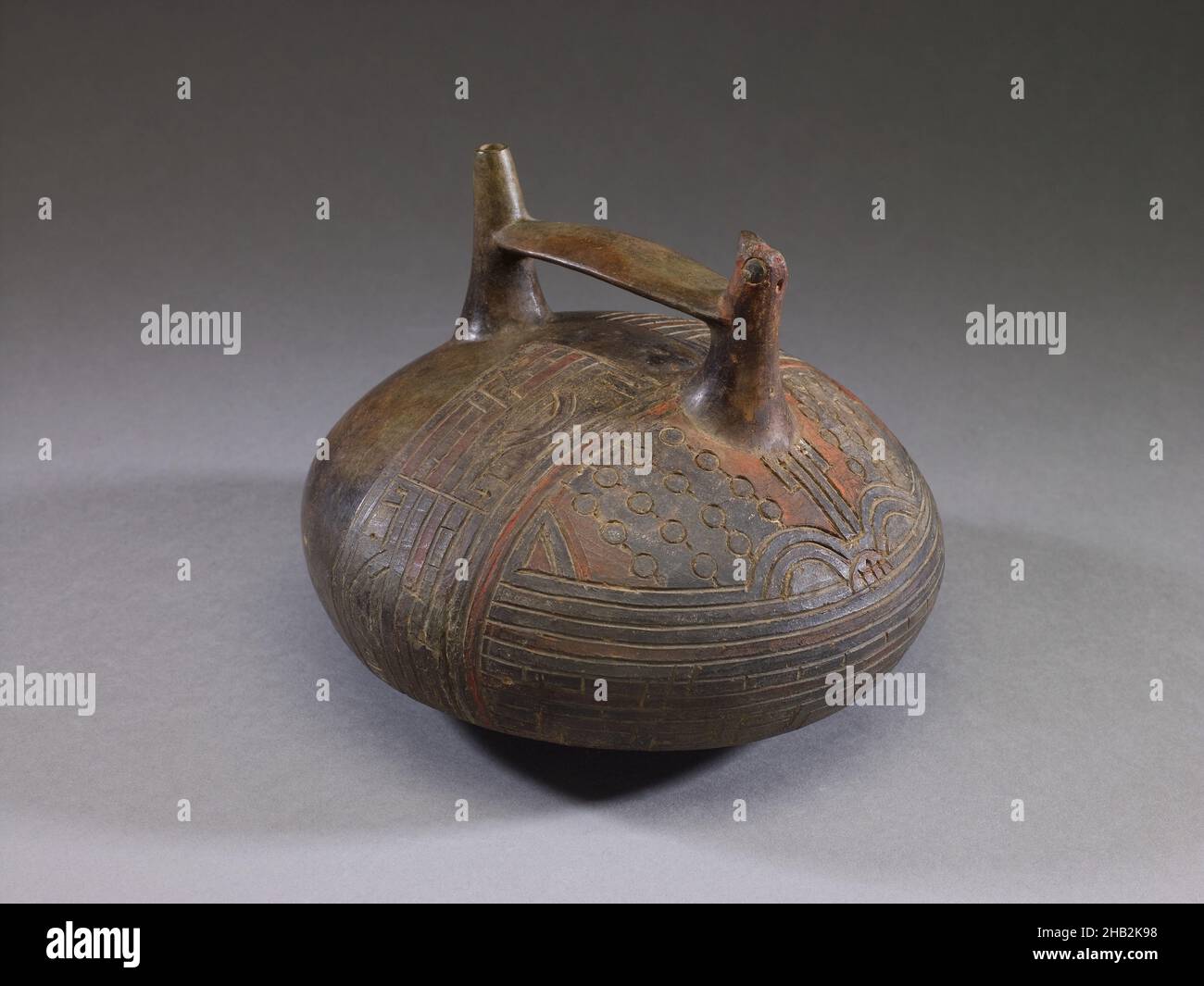 Double Spout and Bridge Vessel with Incised Motifs, Paracas, Early ...