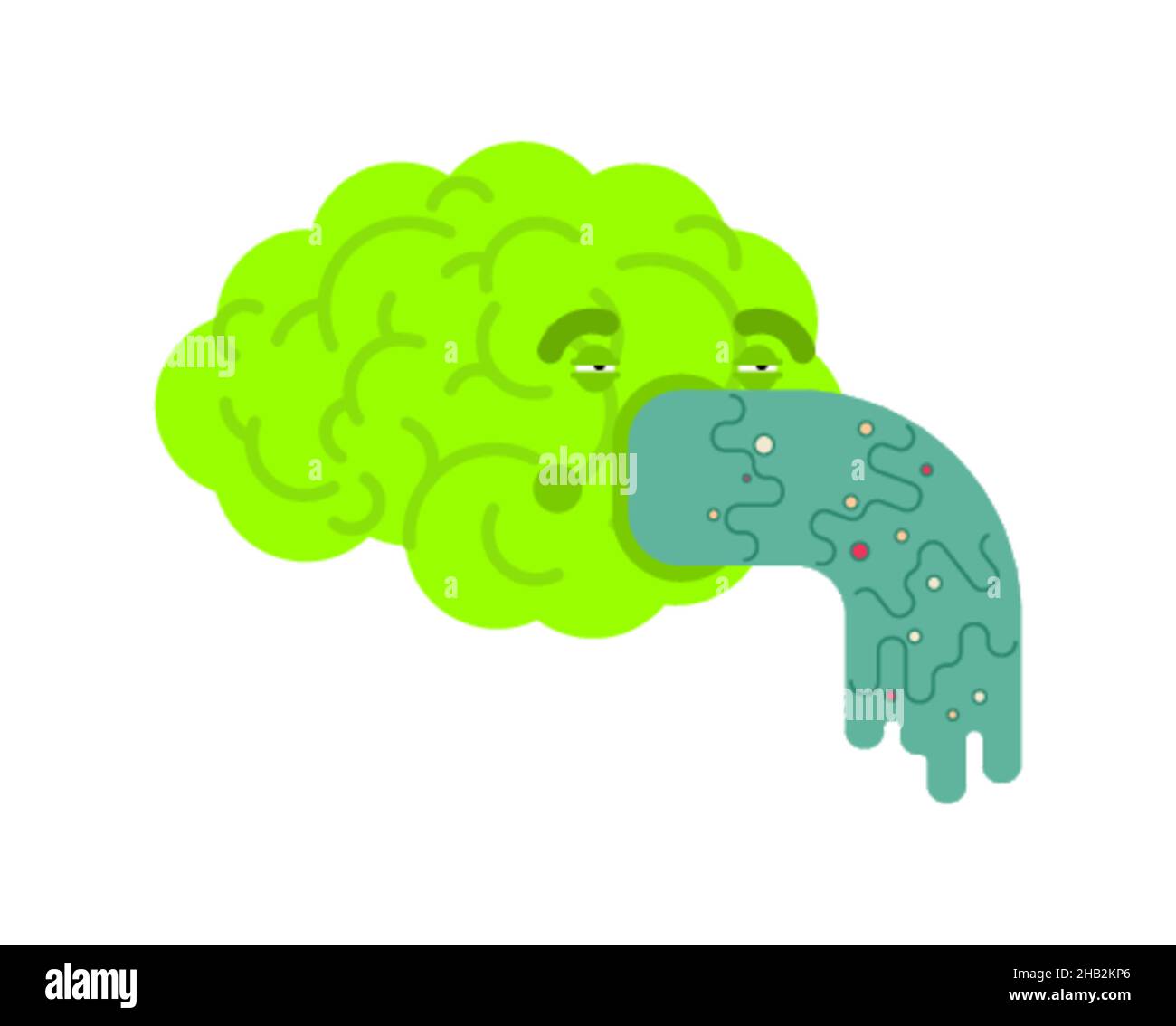 Dizziness Brain vomit isolated. Brains retching cartoon Stock Vector ...