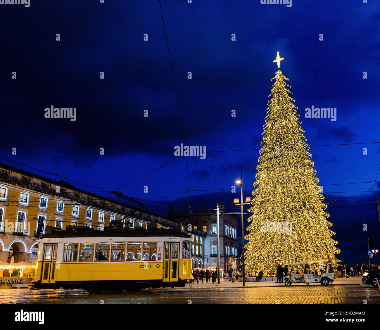 Christmas lights in Lisbon Stock Photo - Alamy