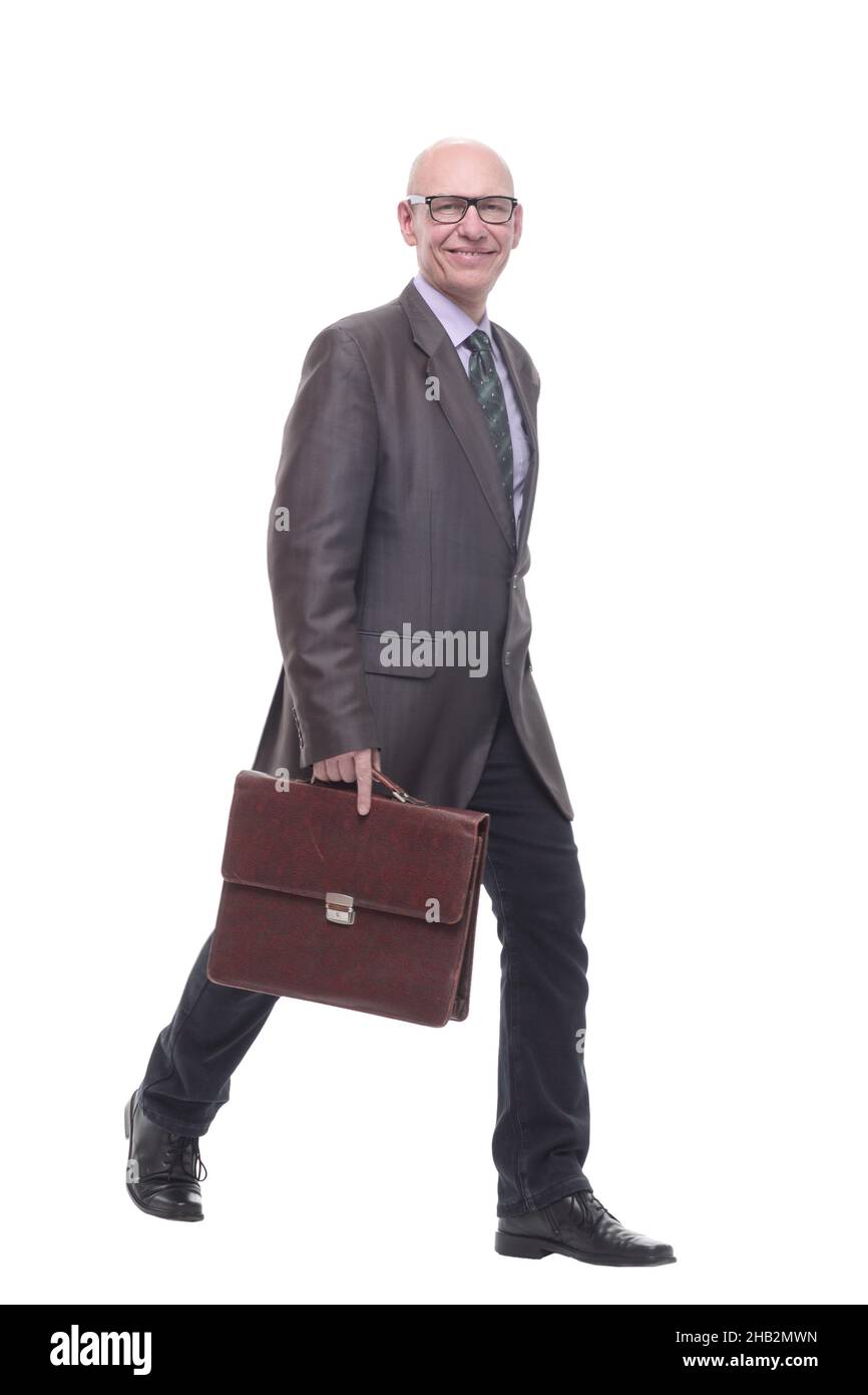 business man with a leather briefcase striding forward Stock Photo - Alamy