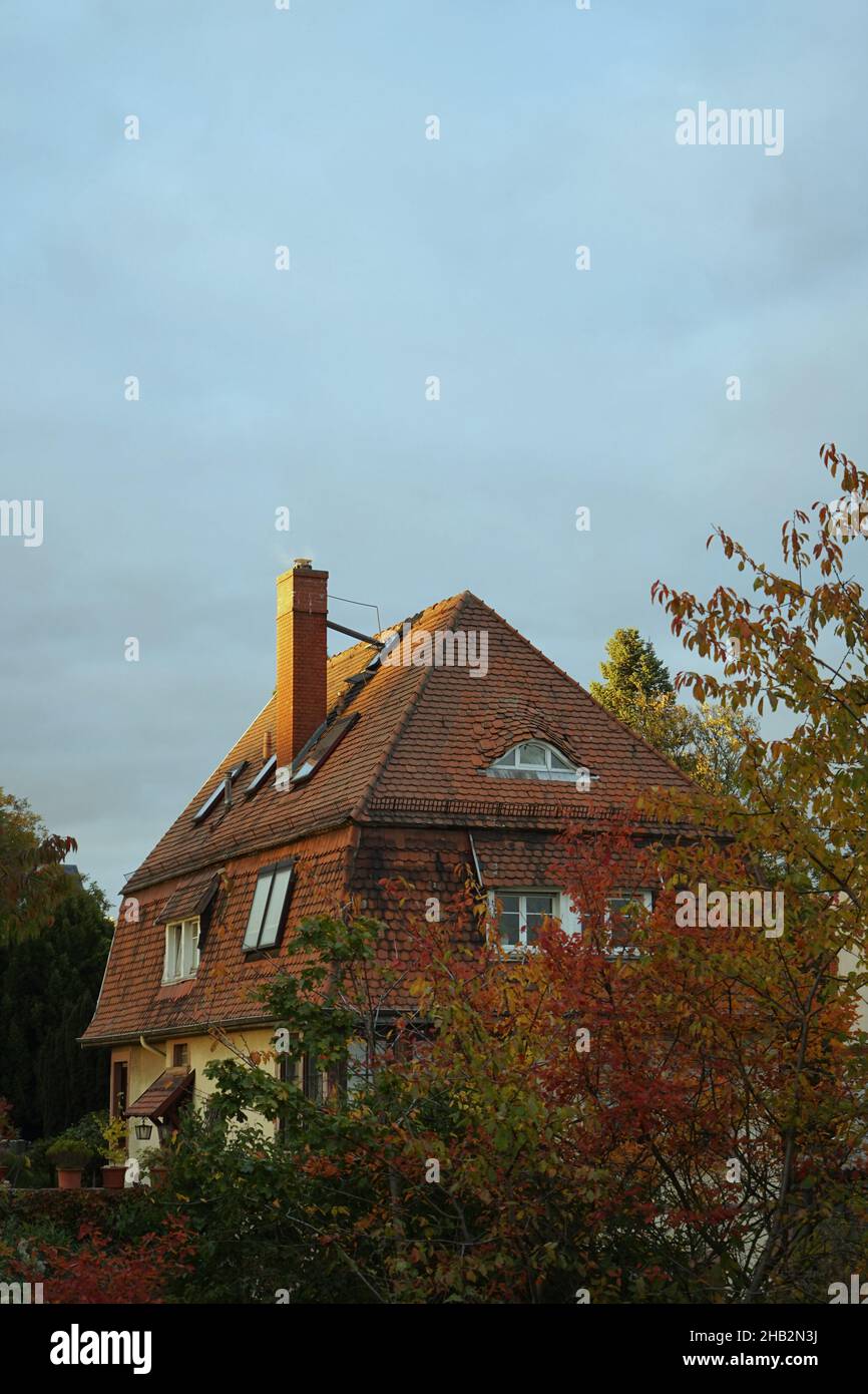 Wooden roof of a small house Stock Photo - Alamy