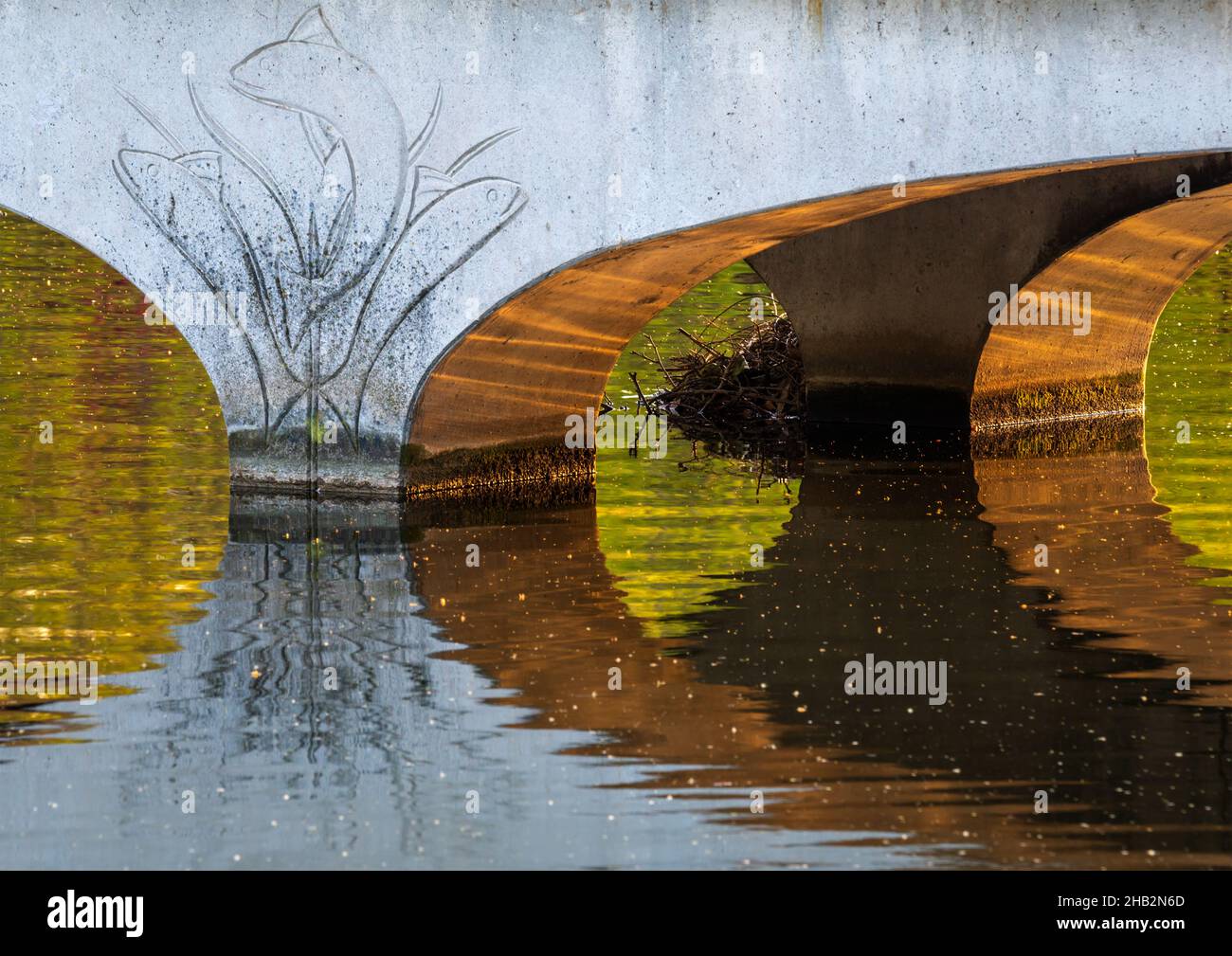 Artwork on the sides of The Park Bridge in St James'e Park, London ...