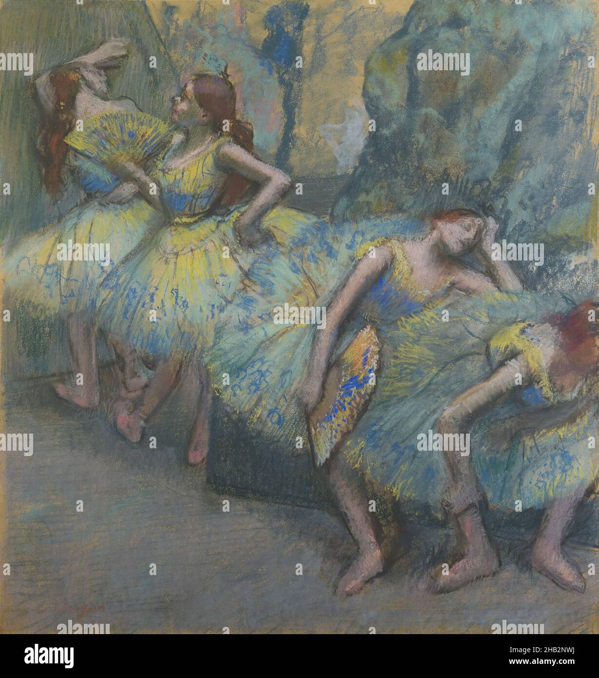 Ballet Dancers in the Wings, Edgar Degas, French, 1834–1917, c.1890–1900, Pastel, Made in Paris ...