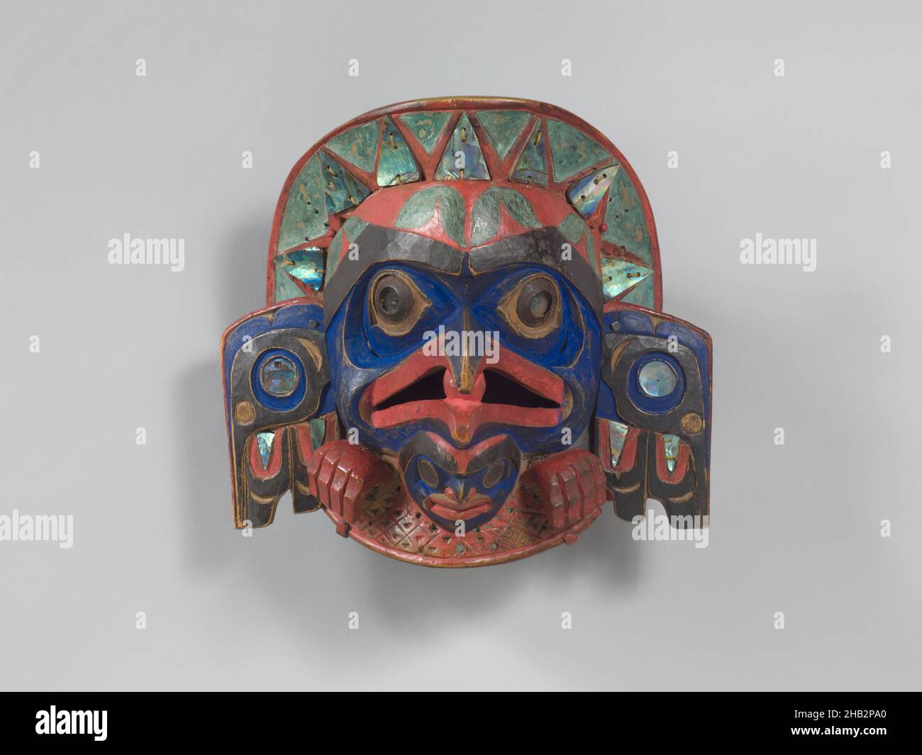 Frontlet, Nuxalk (Bella Coola), c.1870, Wood, pigment, copper, abalone ...