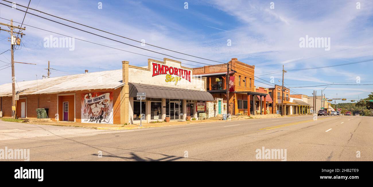 Woodville, Texas, USA - October 17, 2021: The old business district on ...