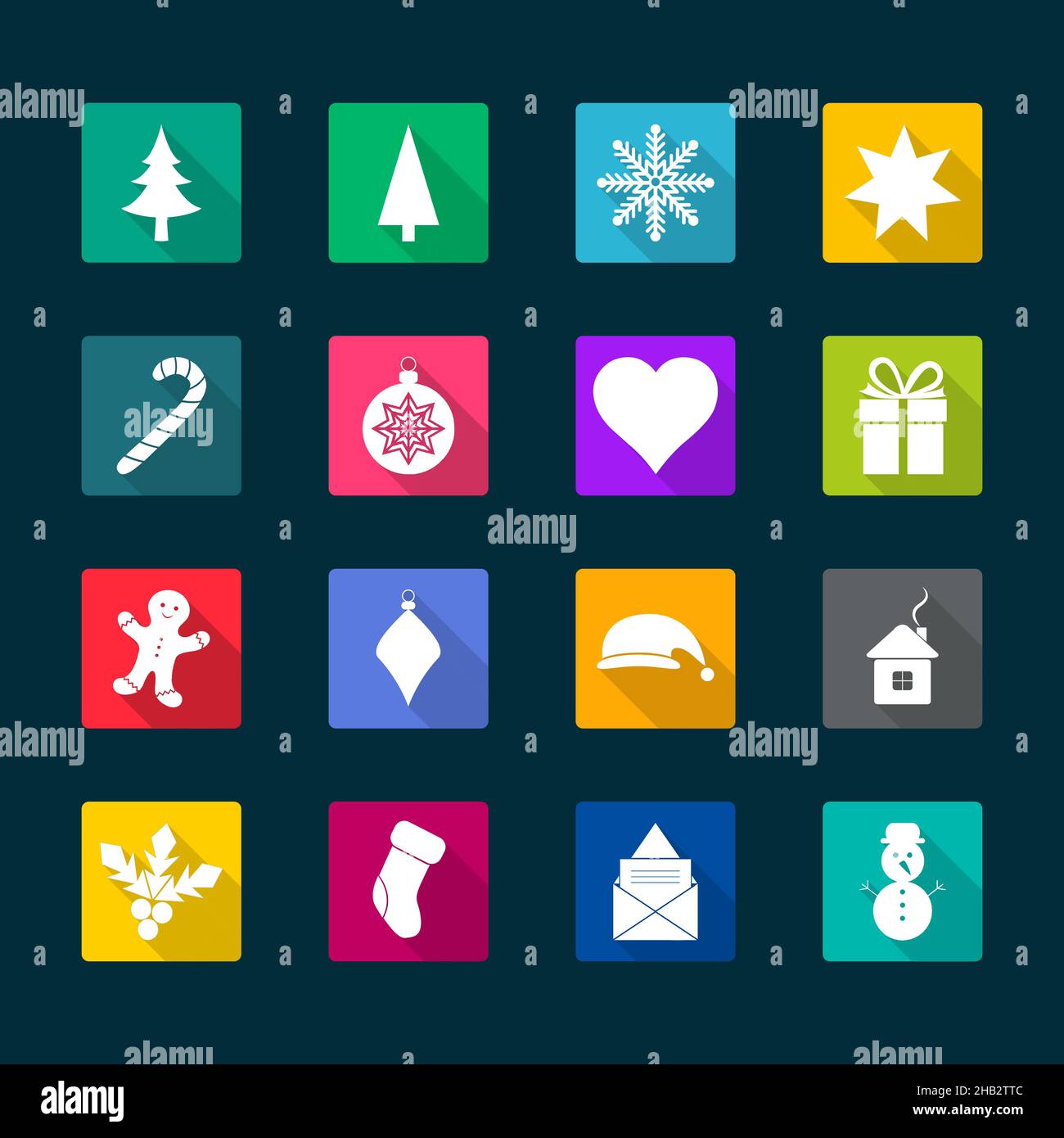 Set of Christmas flat icons, vector illustration Stock Vector Image ...