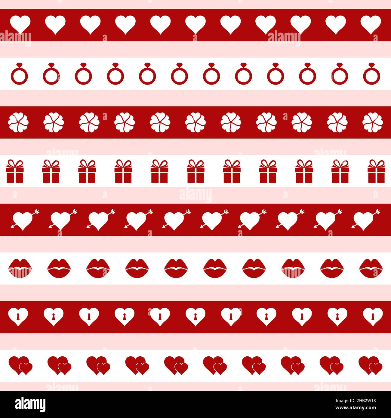 Set of red and white valentine's day icons, vector illustration Stock ...