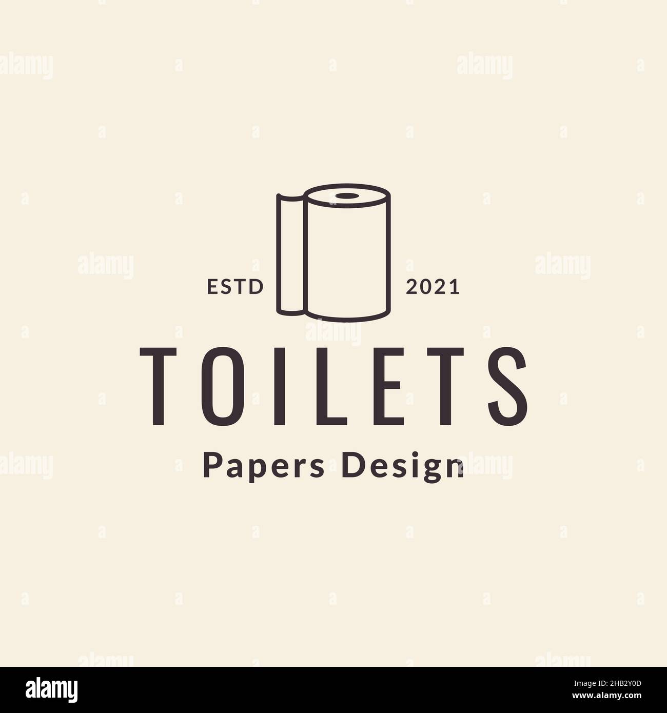 line hipster toilet paper roll logo design vector graphic symbol icon ...