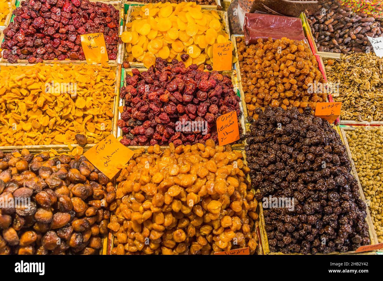 Dried fruit for sale at the bazaar (market) in Ardabil, Iran Stock ...