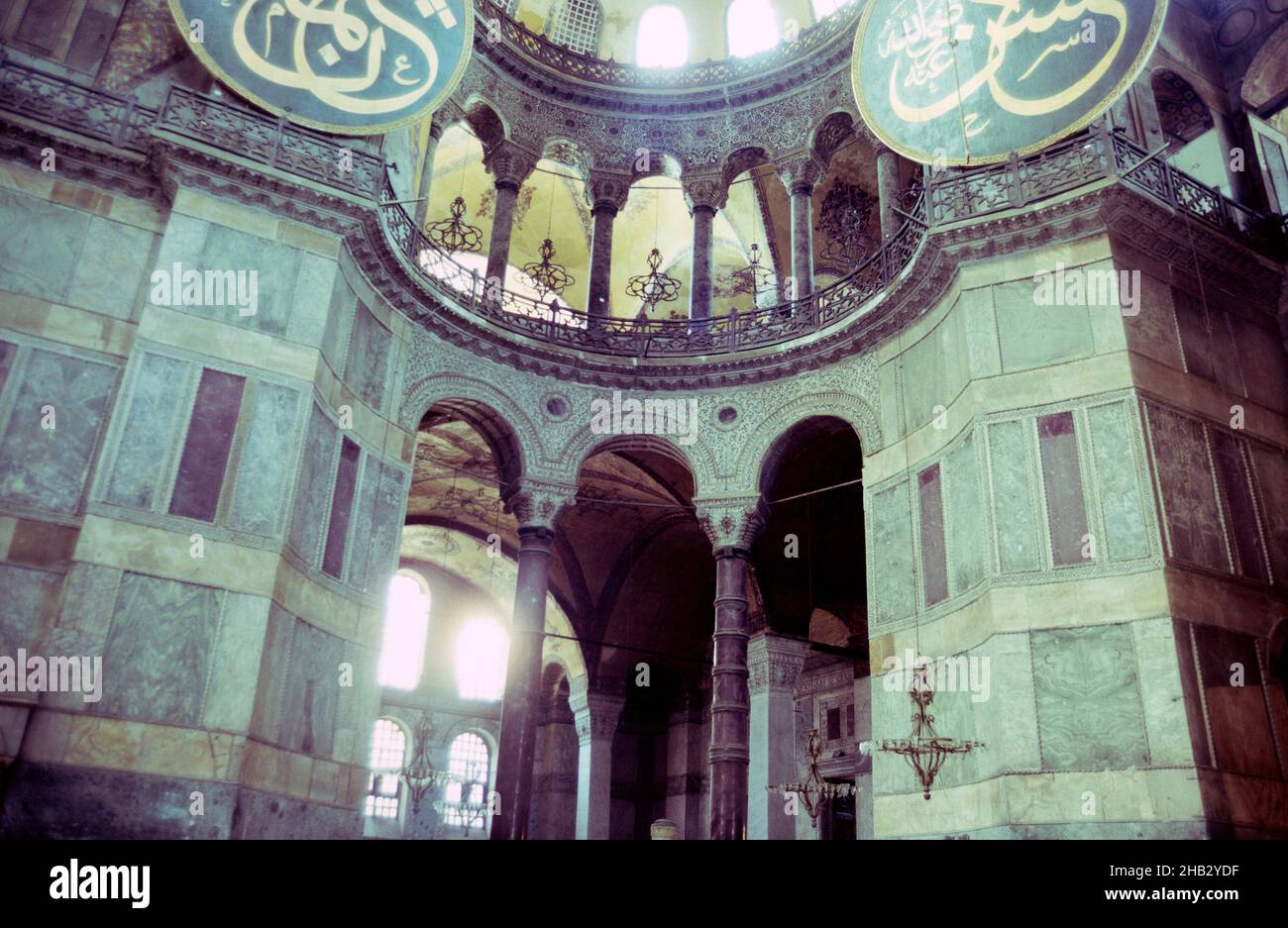 Interior of Hagia Sofia mosque church museum, Istanbul, Turkey in 1997 ...