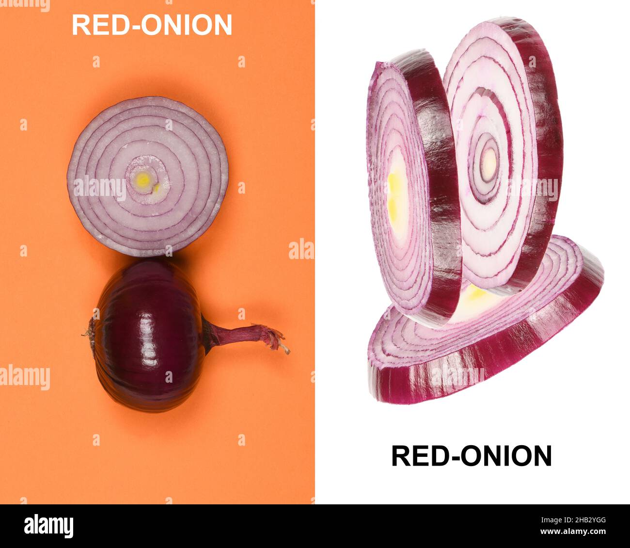 Creative layout made of red onion. High resolution photo. Full depth of ...