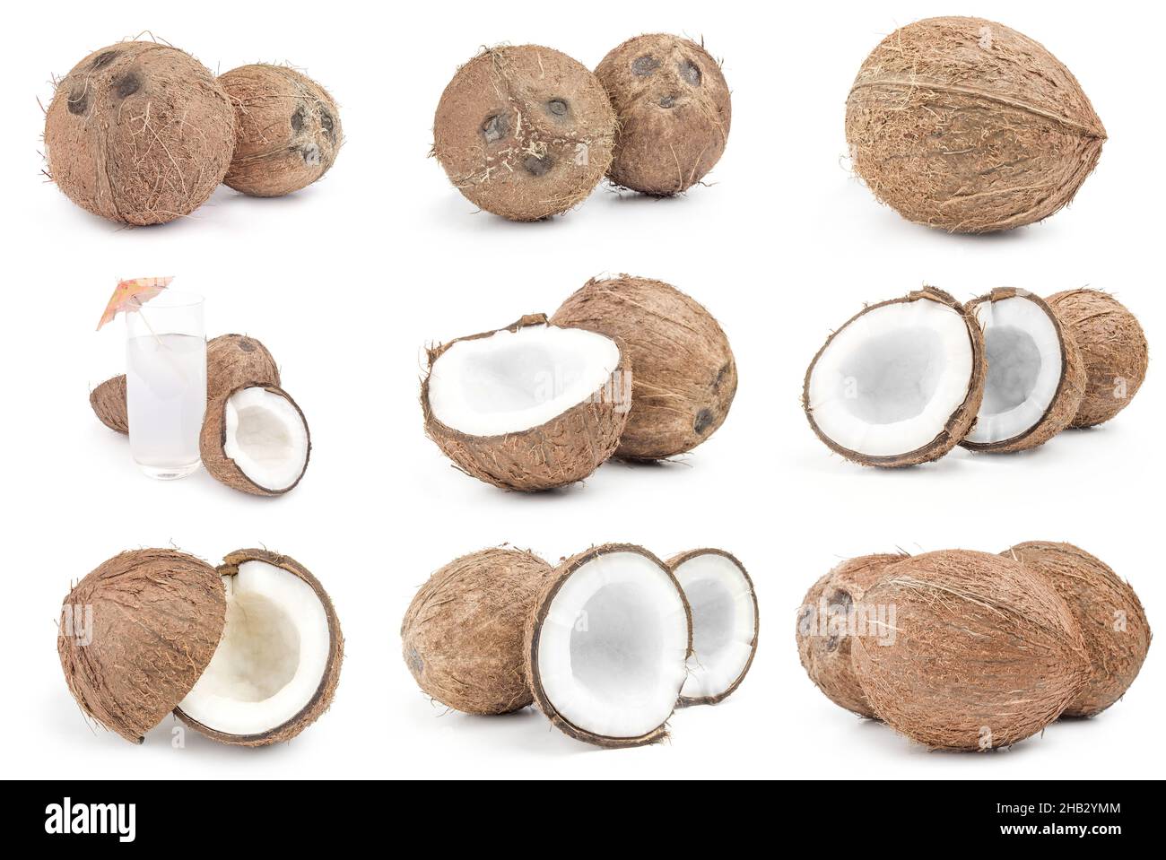 Set of coconut close-up on white Stock Photo - Alamy