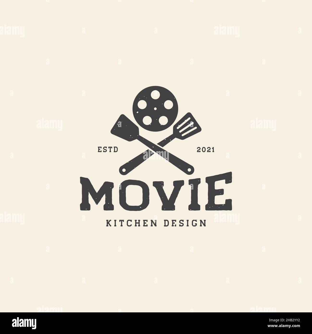 spatula cooking with movie logo design vector graphic symbol icon sign ...