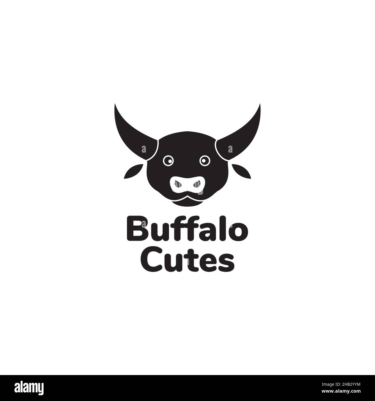 cute face buffalo black logo design vector graphic symbol icon sign ...