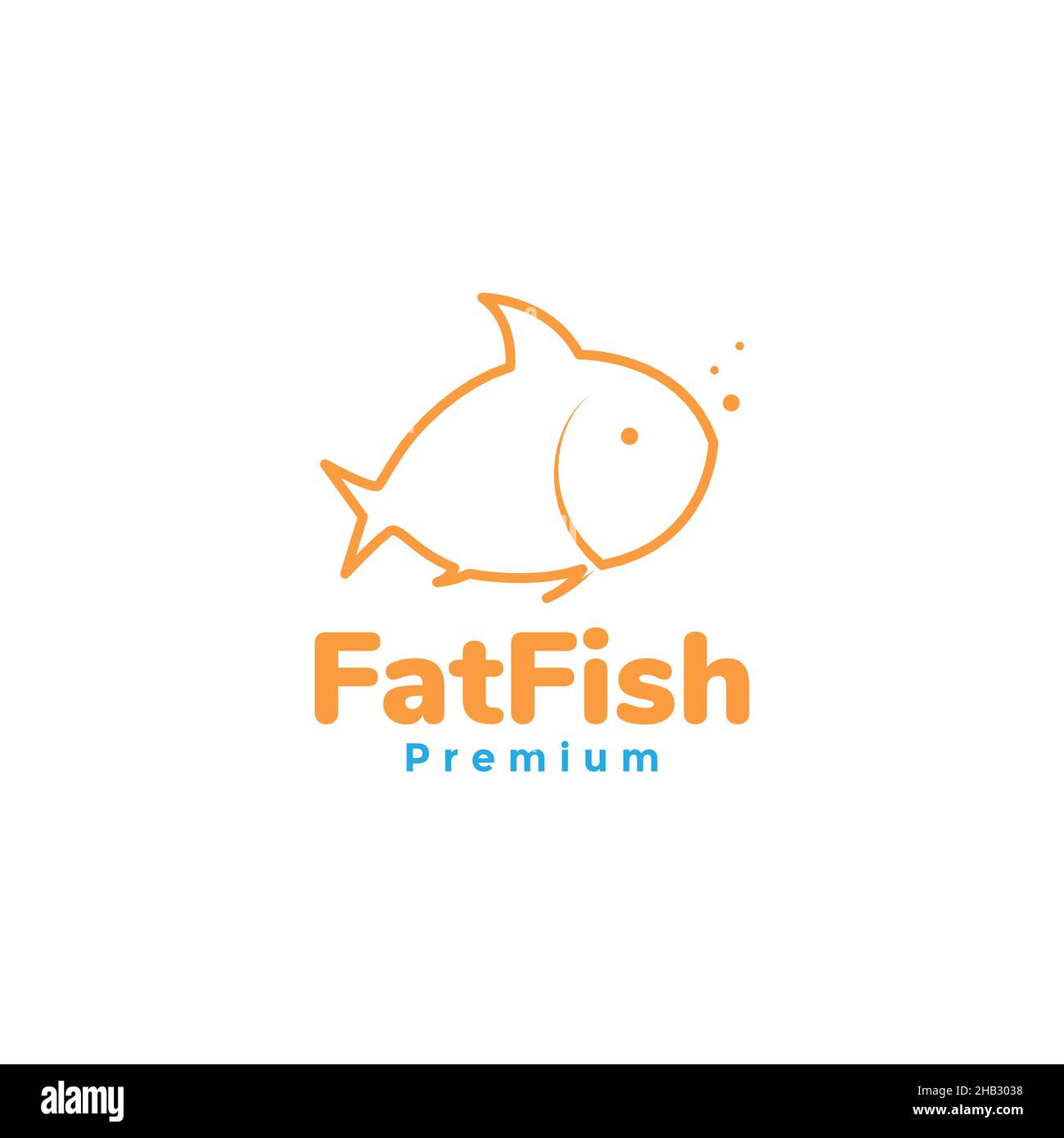 one line fat fish logo design vector graphic symbol icon sign ...