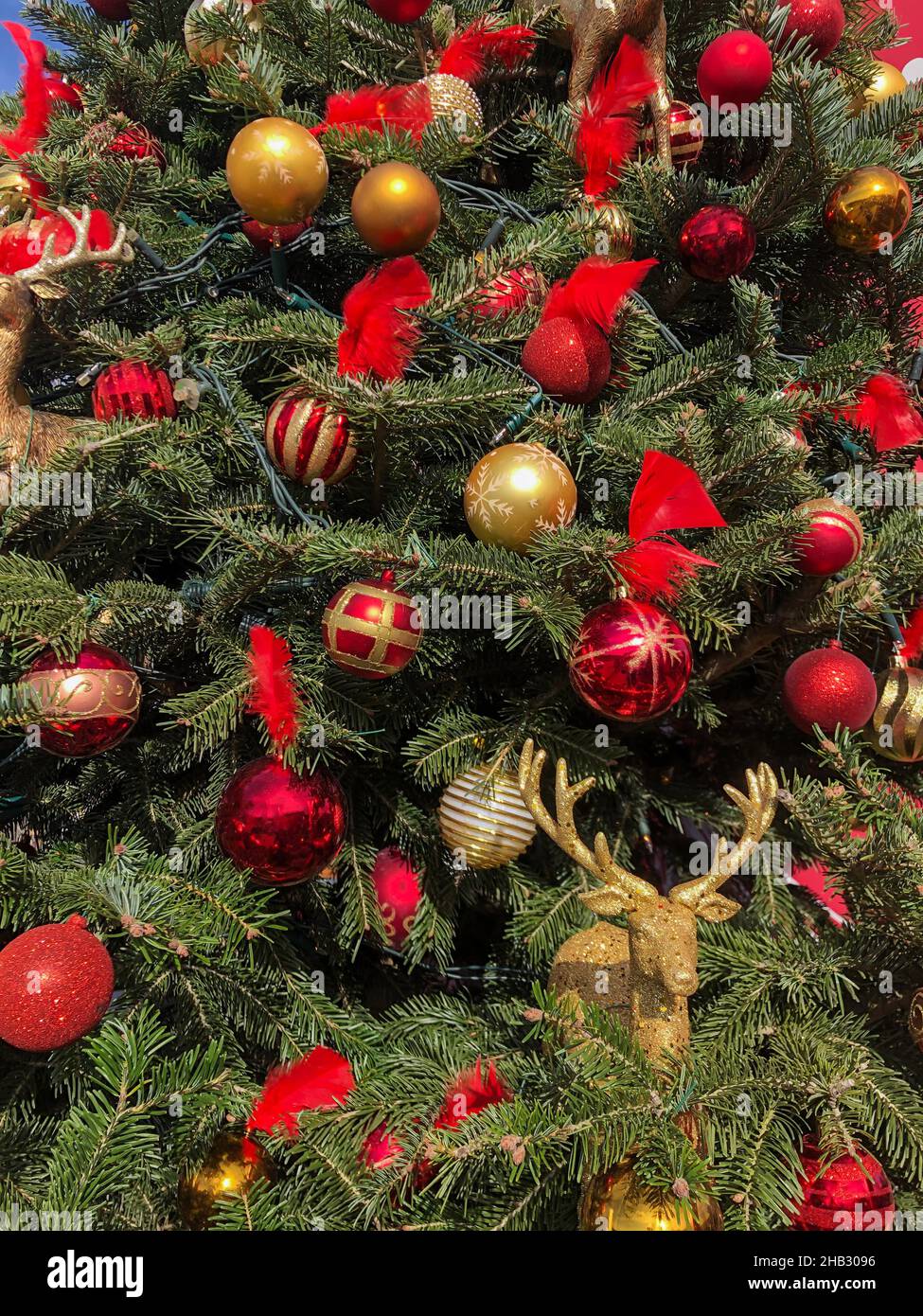 Noel tree, decorated Christmas tree as a background for new year ...
