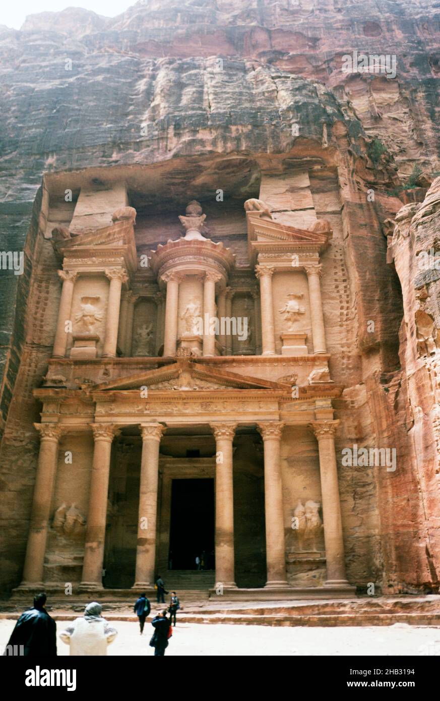The Treasury building at the archaeological site at Petra, Jordan in ...