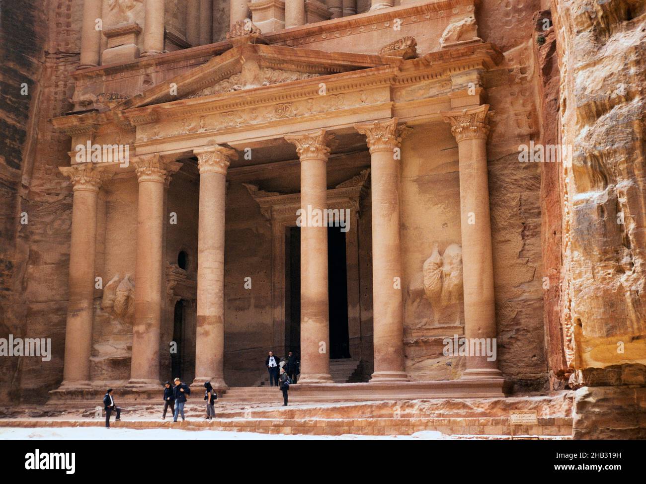 The Treasury building at the archaeological site at Petra, Jordan in ...