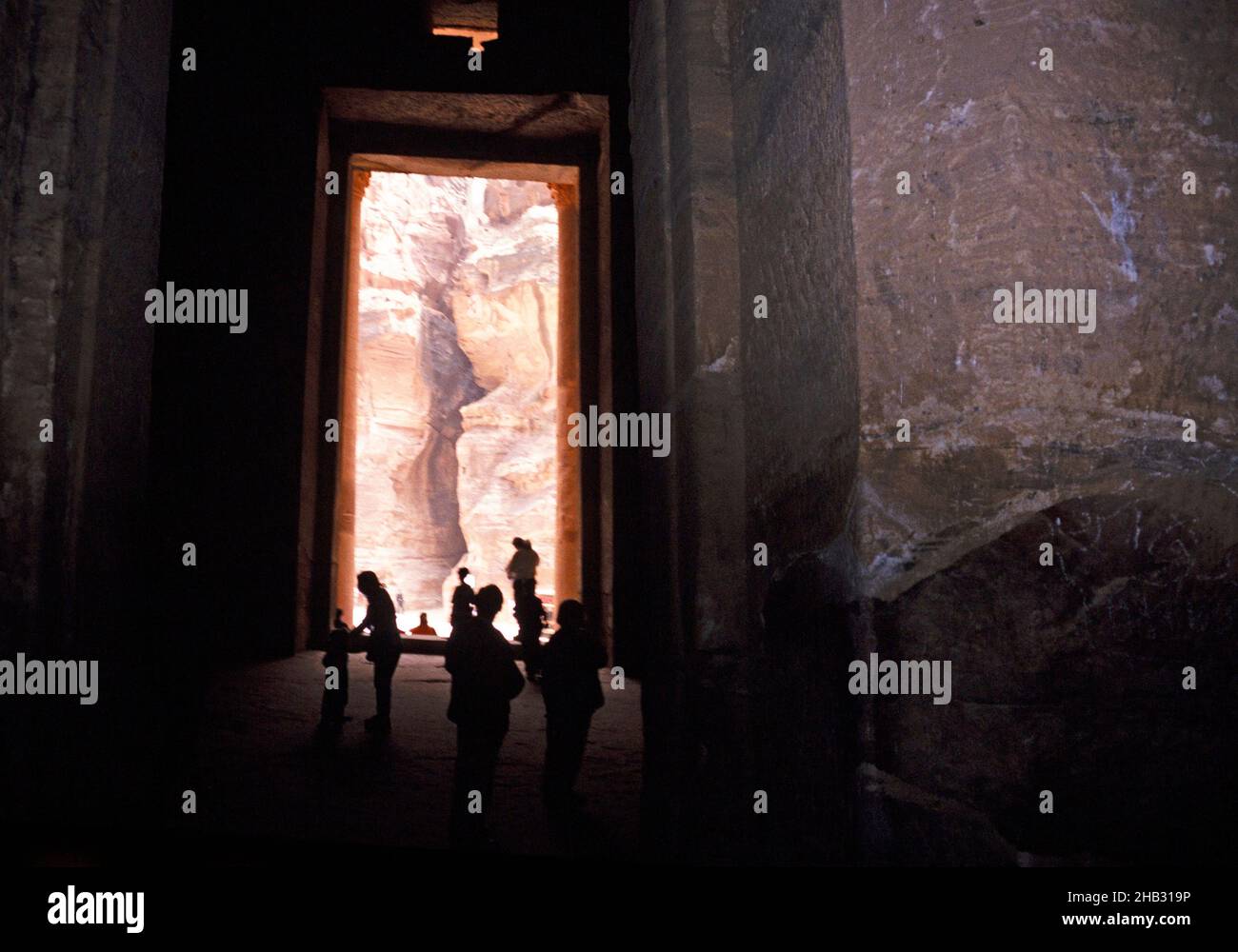 Inside the The Treasury building at the archaeological site at Petra ...