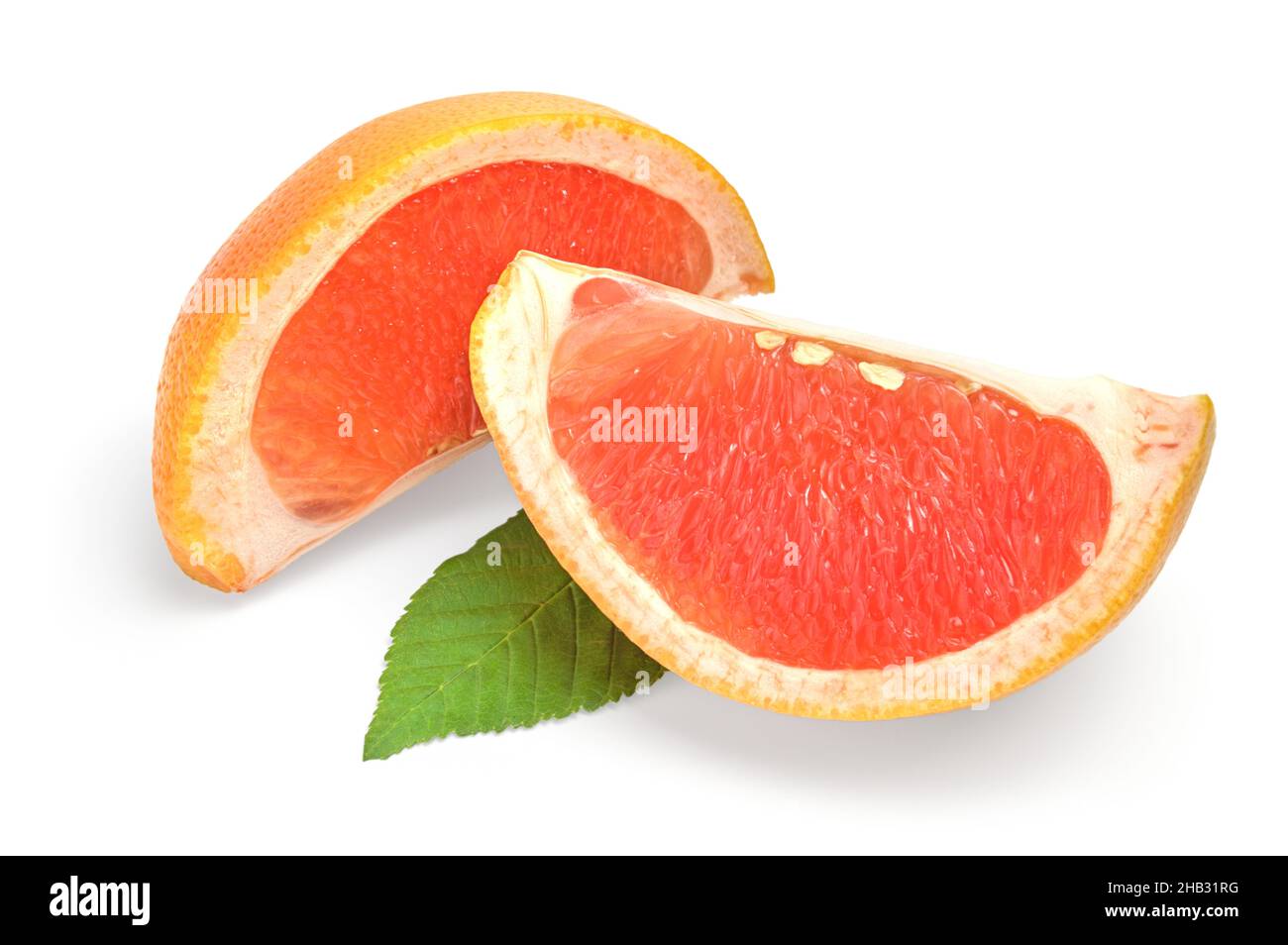 Slices of ripe grapefruit on a white background Stock Photo - Alamy