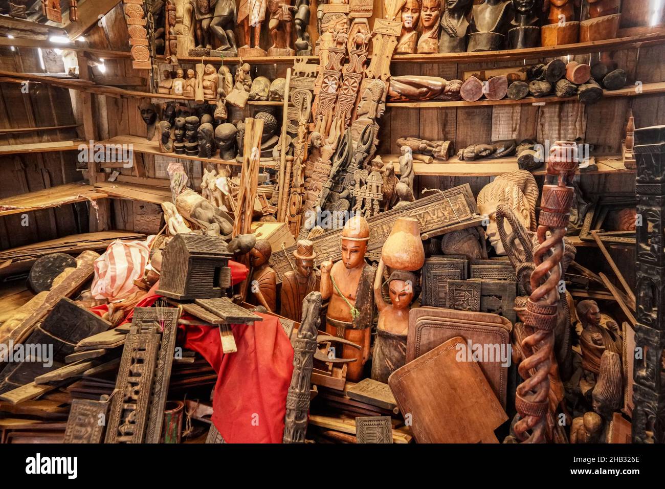 Antananarivo, Madagascar - May 07, 2019: Handmade wooden souvenirs ...