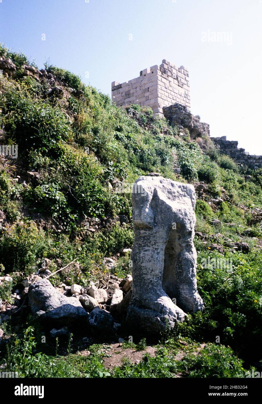 Carved stone monument archaeological site ruins of ancient Byblos ...