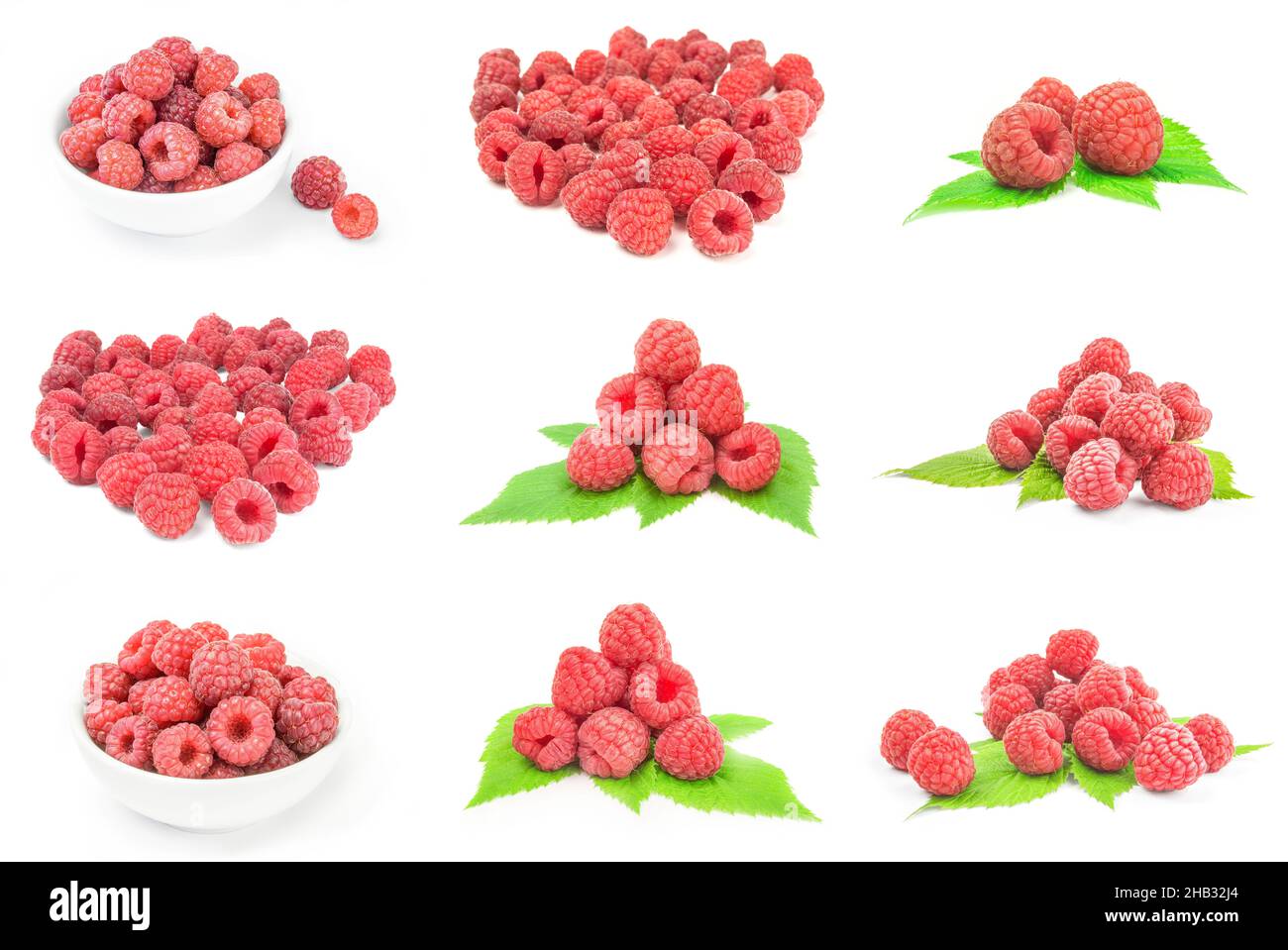 Set of rasp berry isolated on a white background with clipping path ...