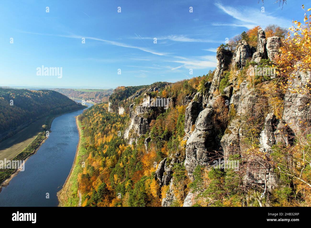Famous Saxon Switzerland at the Elbe river in Saxony, Germany Stock ...