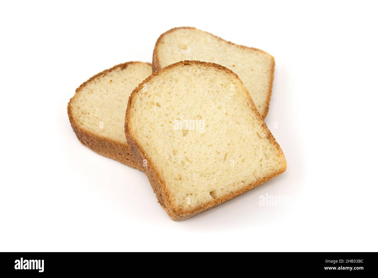 three slices wheat bread isolated on white background, fresh wheat ...
