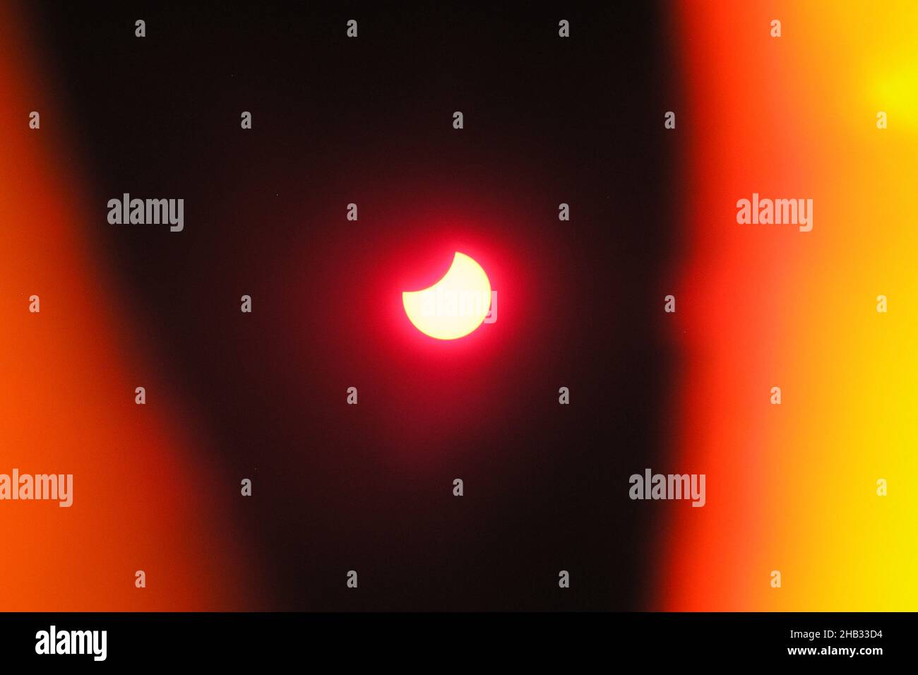 Solar eclipse. Full moon or lunar with light on sky in dark at night ...