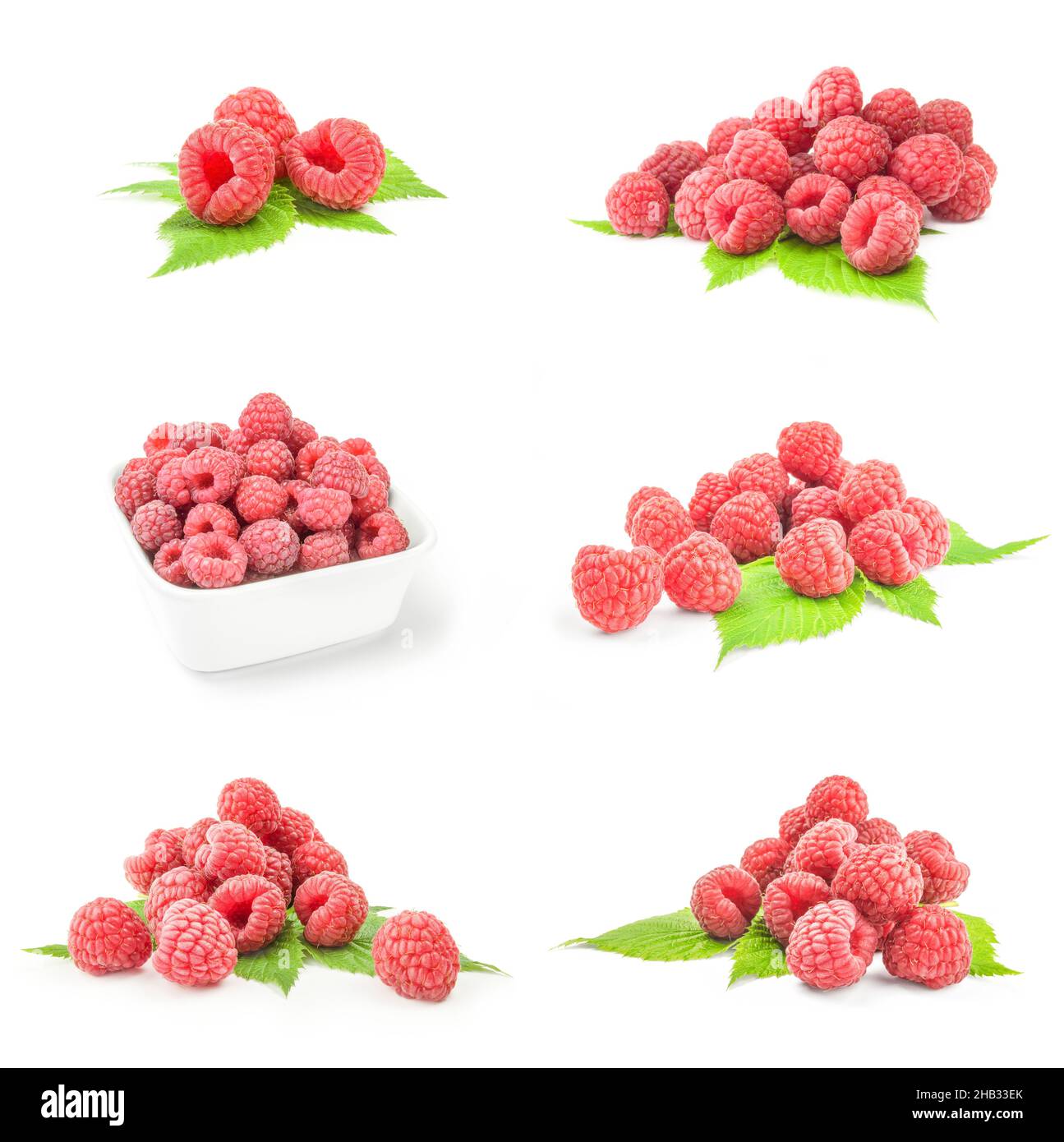Collection of ripe raspberries on a white background cutout Stock Photo ...