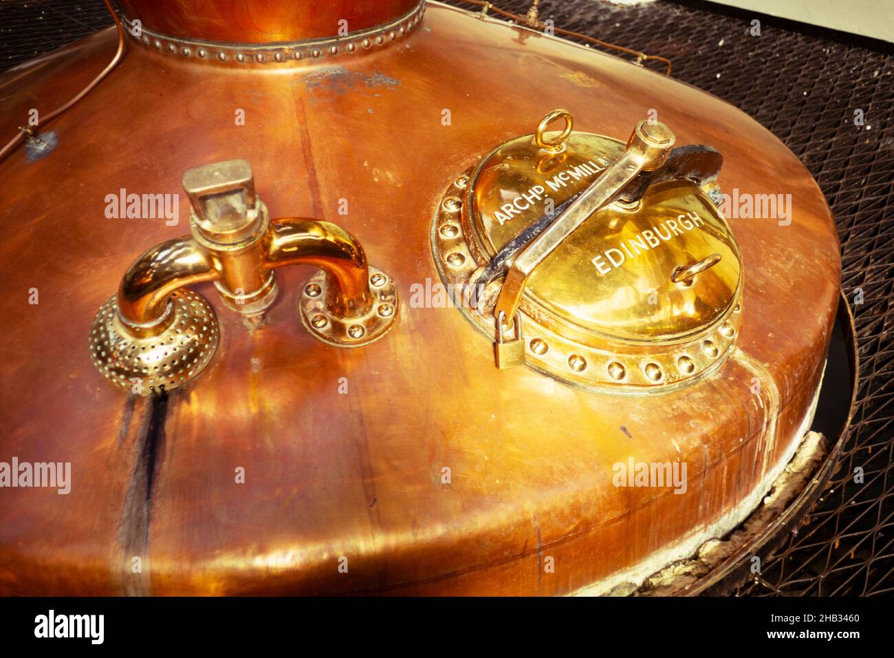 Copper whisky still manufactured by Archibald McMillan of Edinburgh ...