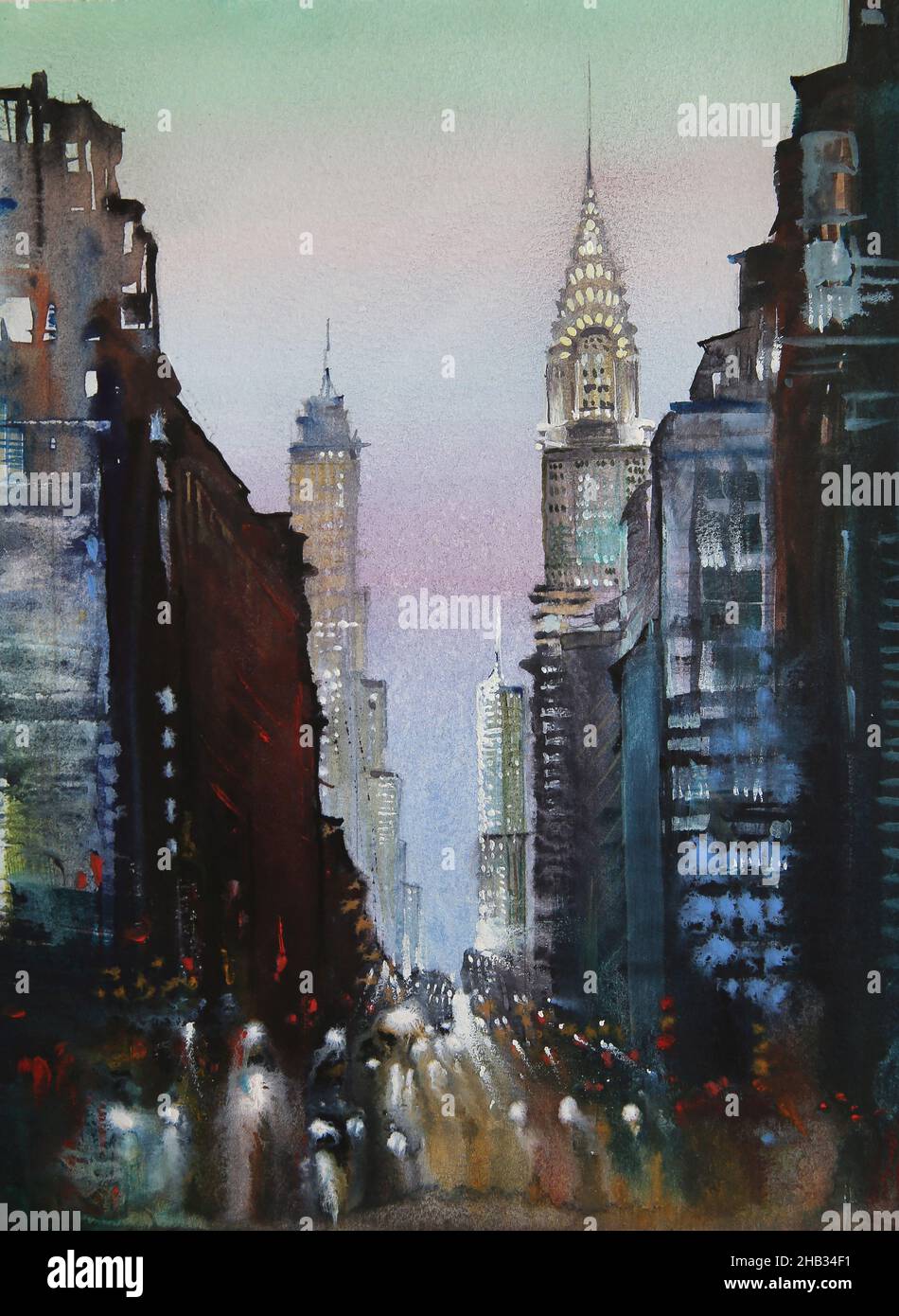 New york city watercolor hi-res stock photography and images - Alamy