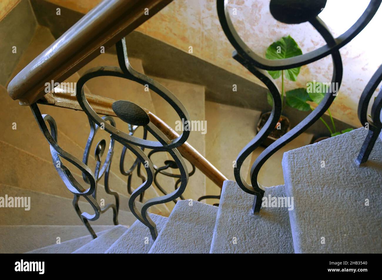 Closeup of modern wrought iron railing Stock Photo - Alamy