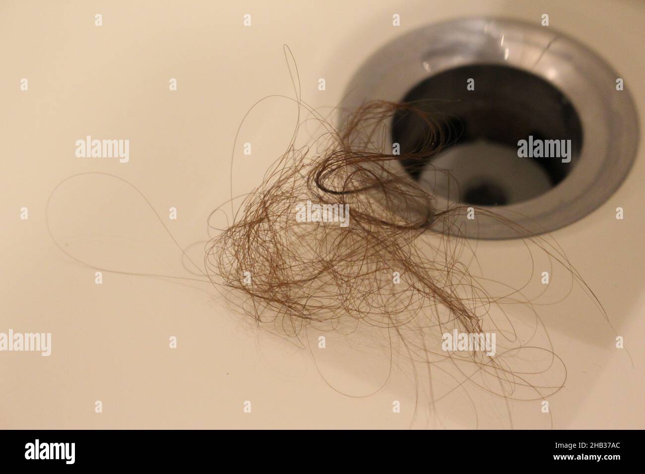Hair pulled out of a clogged drain Stock Photo - Alamy
