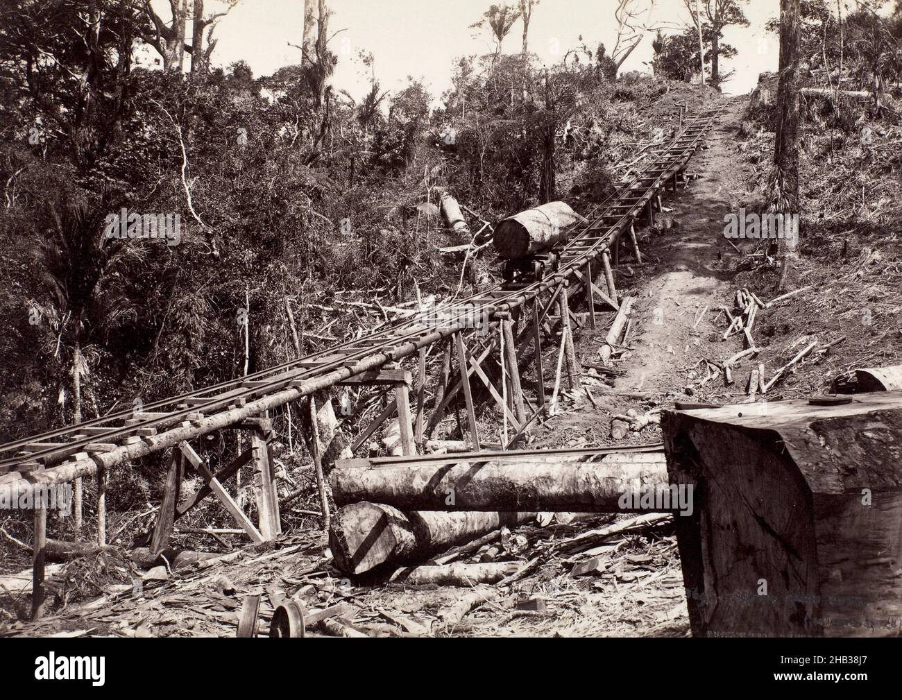 Tracks with log on a small jigger, Burton Brothers studio Stock Photo ...