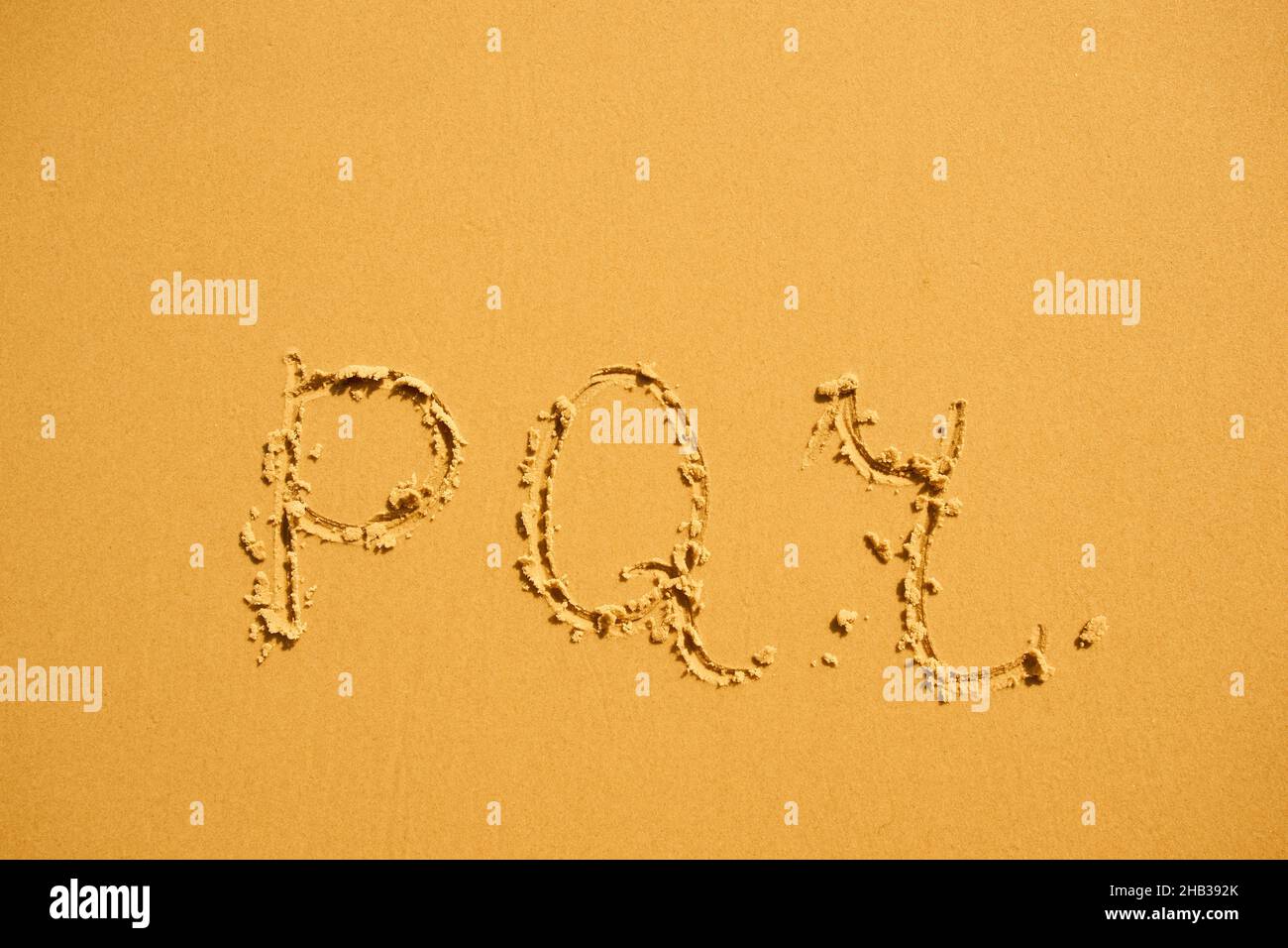 alphabet letters p q r handwritten in sand on beach Stock Photo - Alamy
